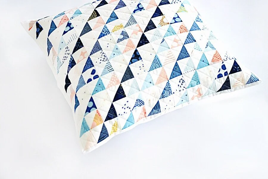 How to Sew a Half-Square Triangle Pillow with 2 Minicharm Packs