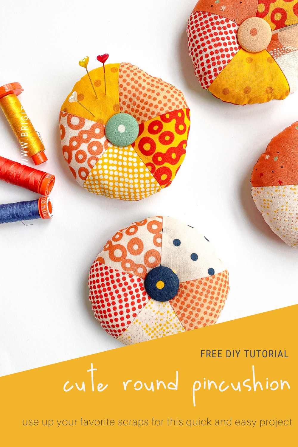 DIY round pincushion and Pluses Quilt Along Week 5