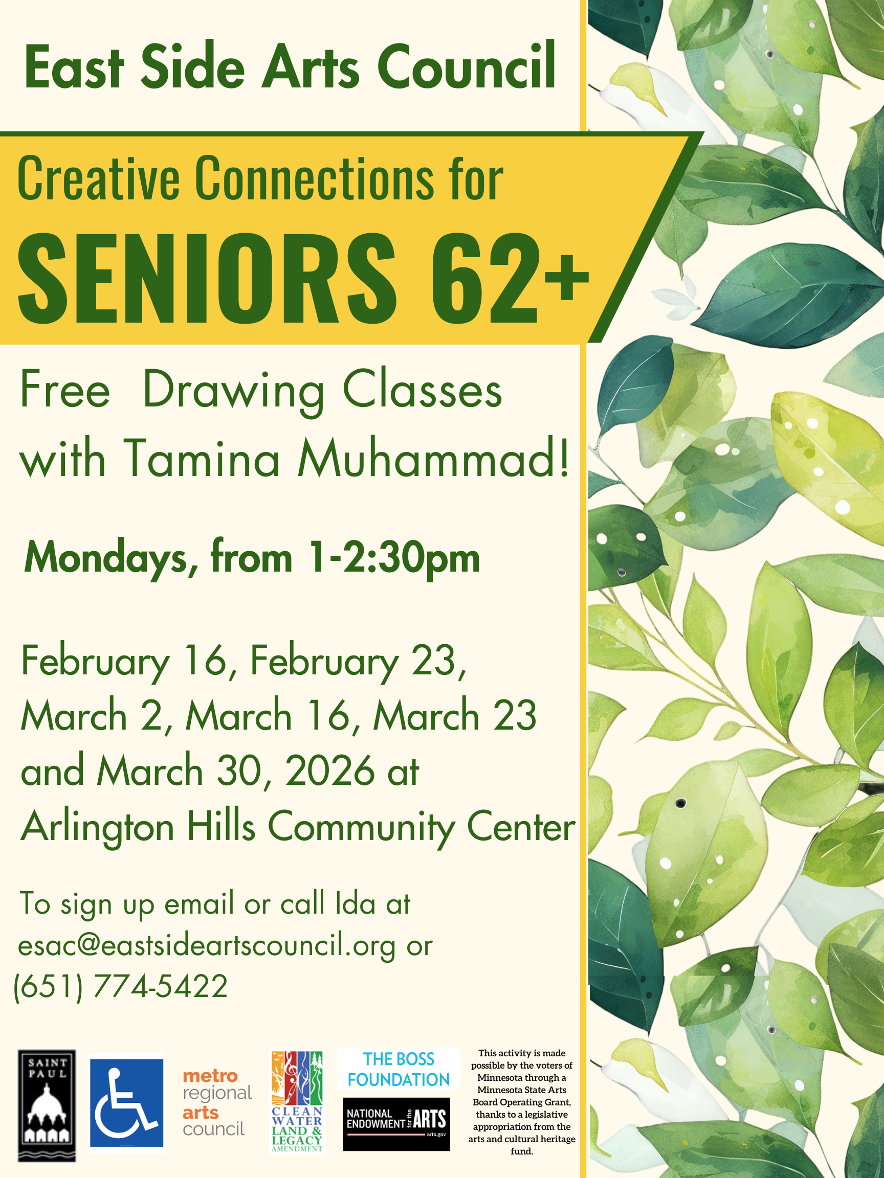 Free Drawing Class with Tamina Muhammad — East Side Arts Council