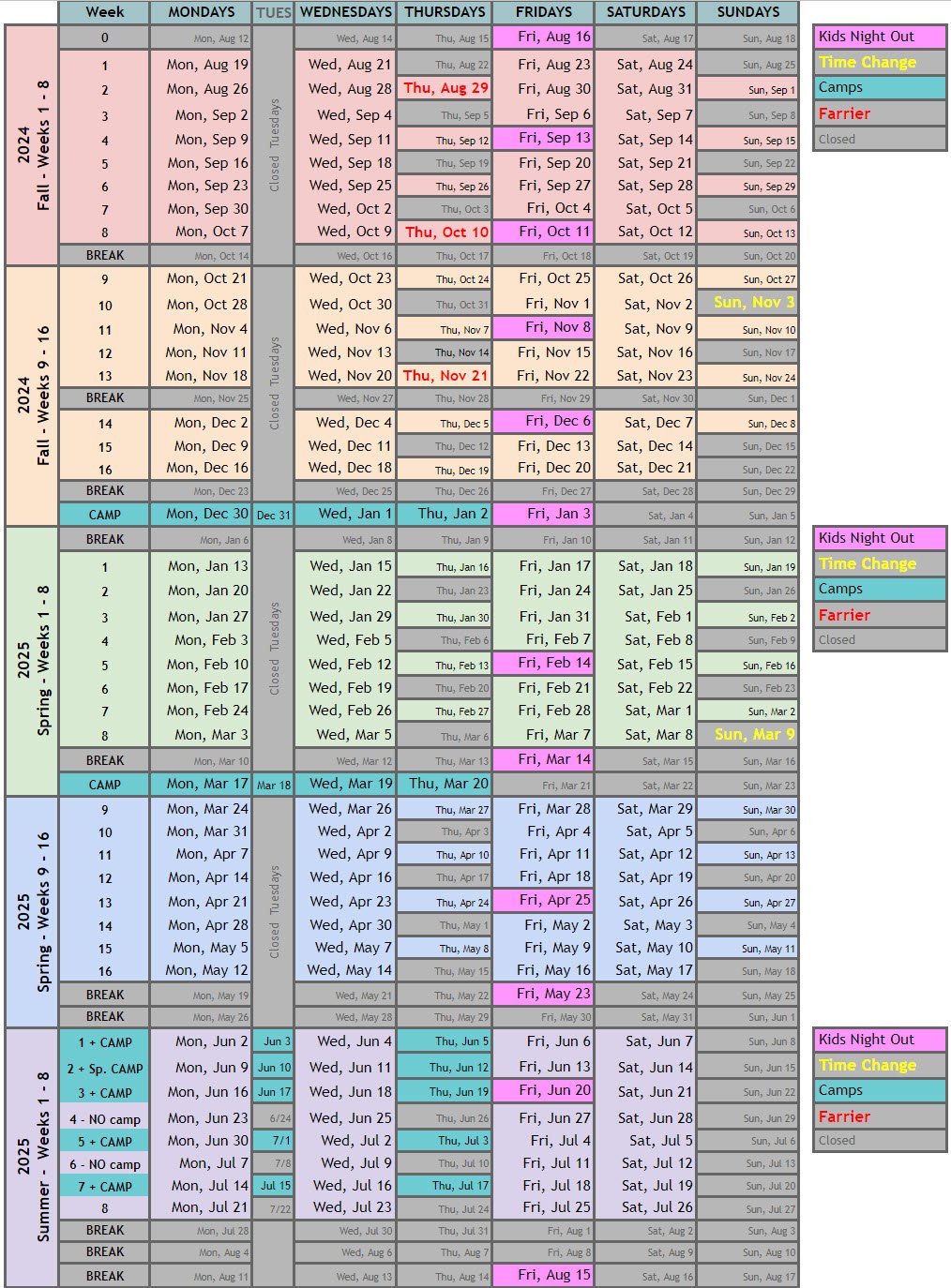 Calendar & Overview — Cheyne Ranch