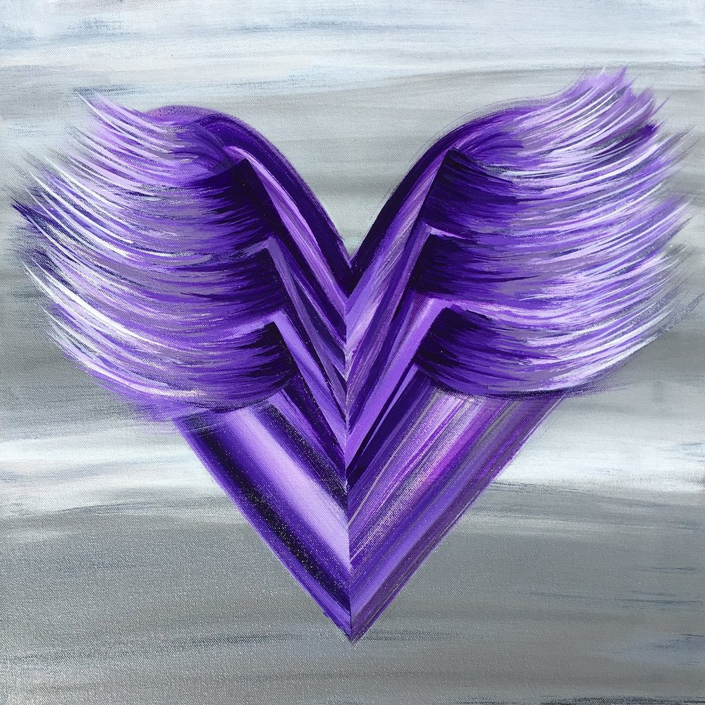 Purple Hearts With Wings
