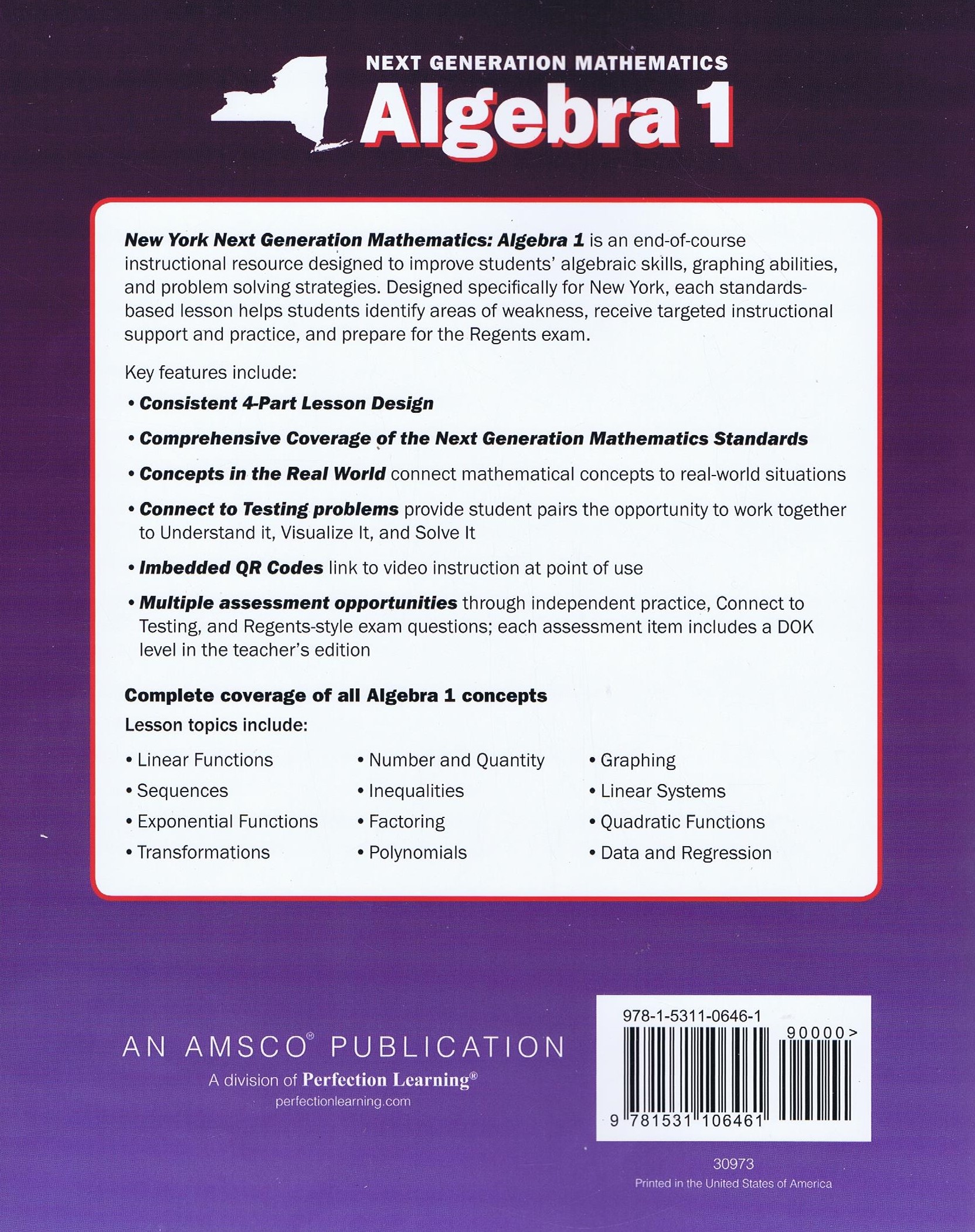 AMSCO Next Generation Mathematics Algebra 1 2019 New Teacher s Choice AMSCO Next Generation Mathematics Algebra 1 2019 New Teacher s Choice