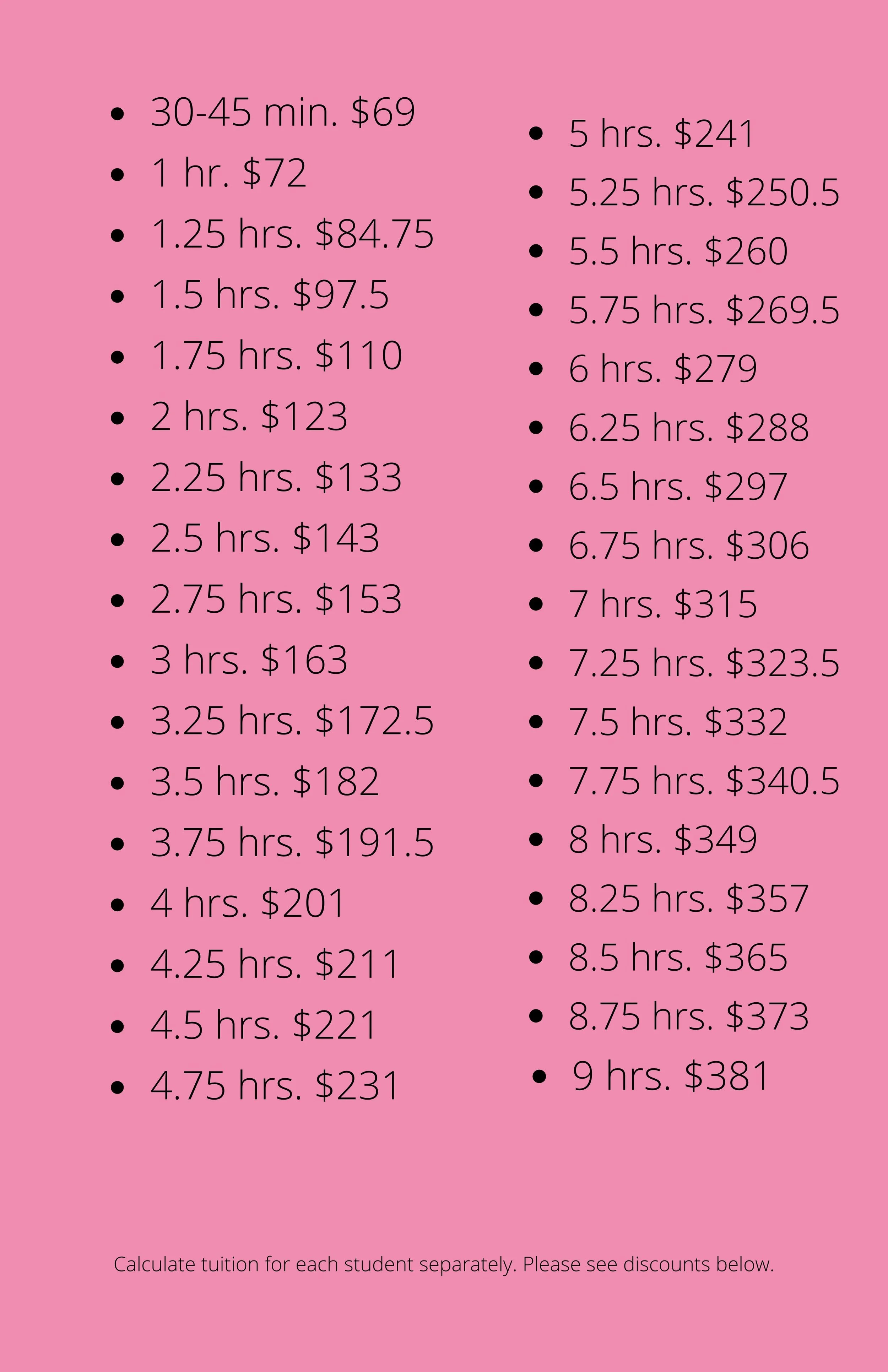 Tuition & Fees — Turning Pointe