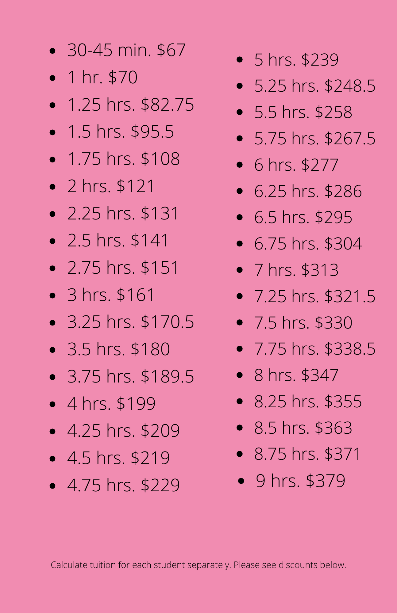 Tuition & Fees — Turning Pointe