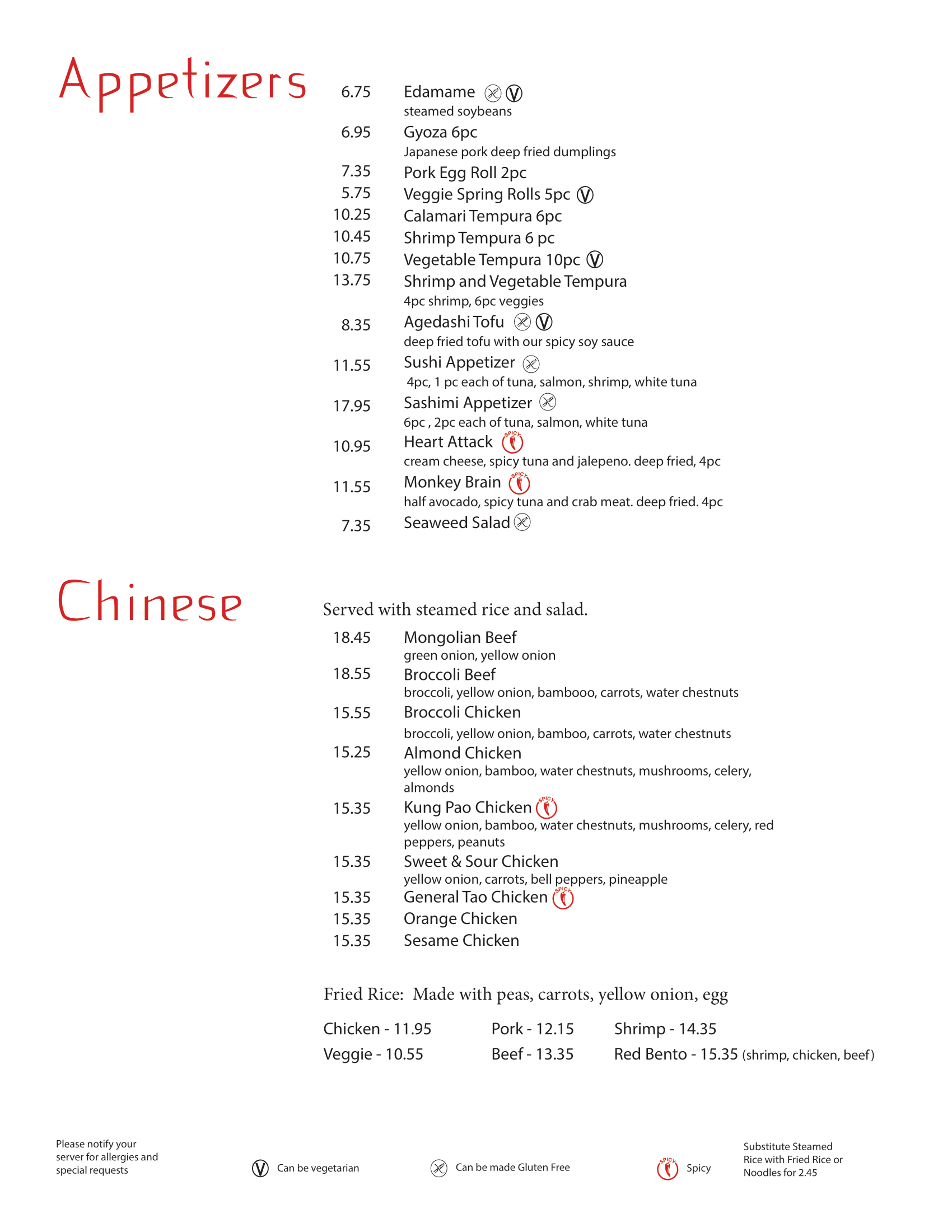 Menu — Red Bento Pullman