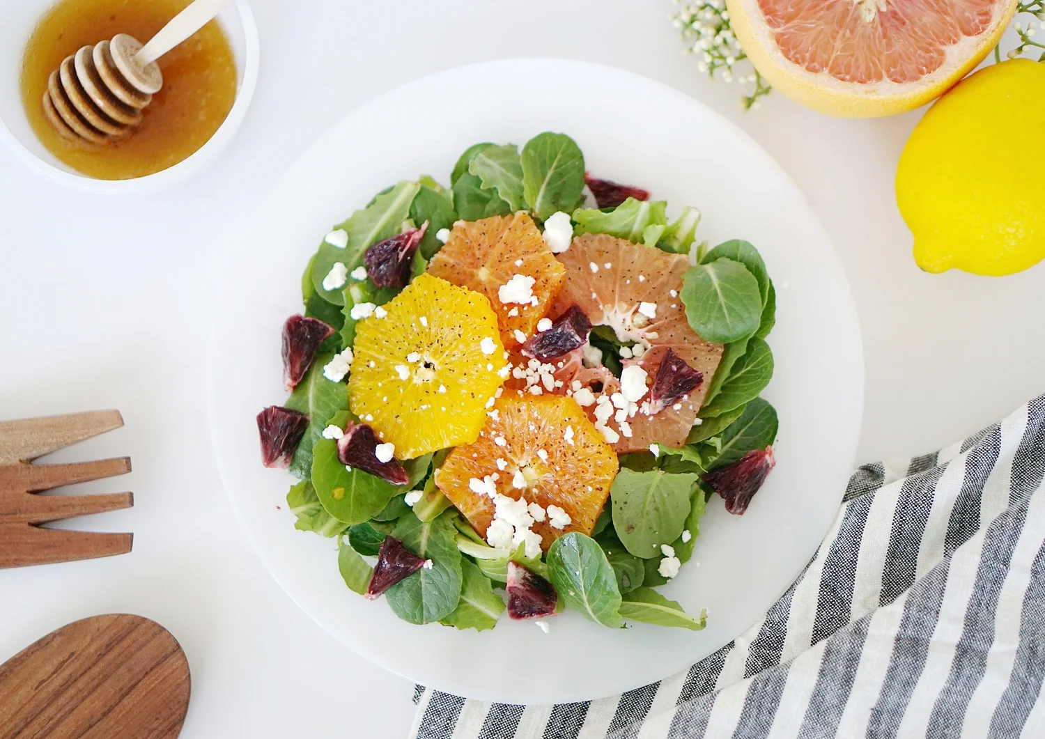Citrus + Goat Cheese Salad with Truffle Honey — RESPLENDENT LIVING
