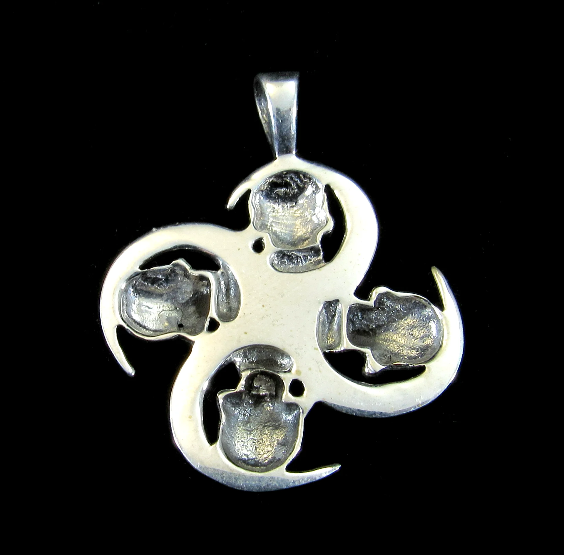 Sterling Silver 4 Skulls Quadskelion Pendant — Renegade Jewelry
