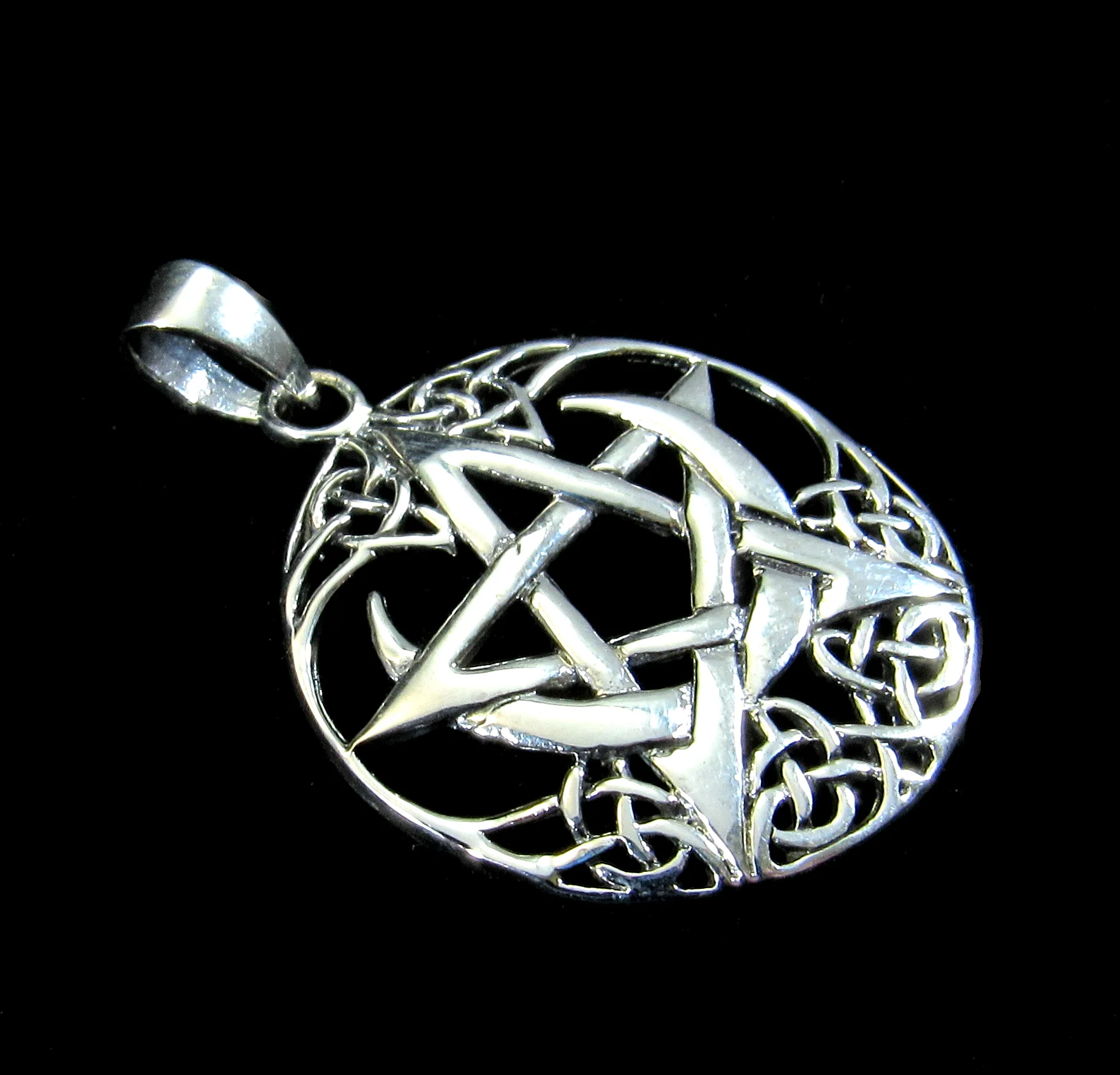 Sterling Silver Celtic Knot & Crescent Moon Intertwined Pentacle ...