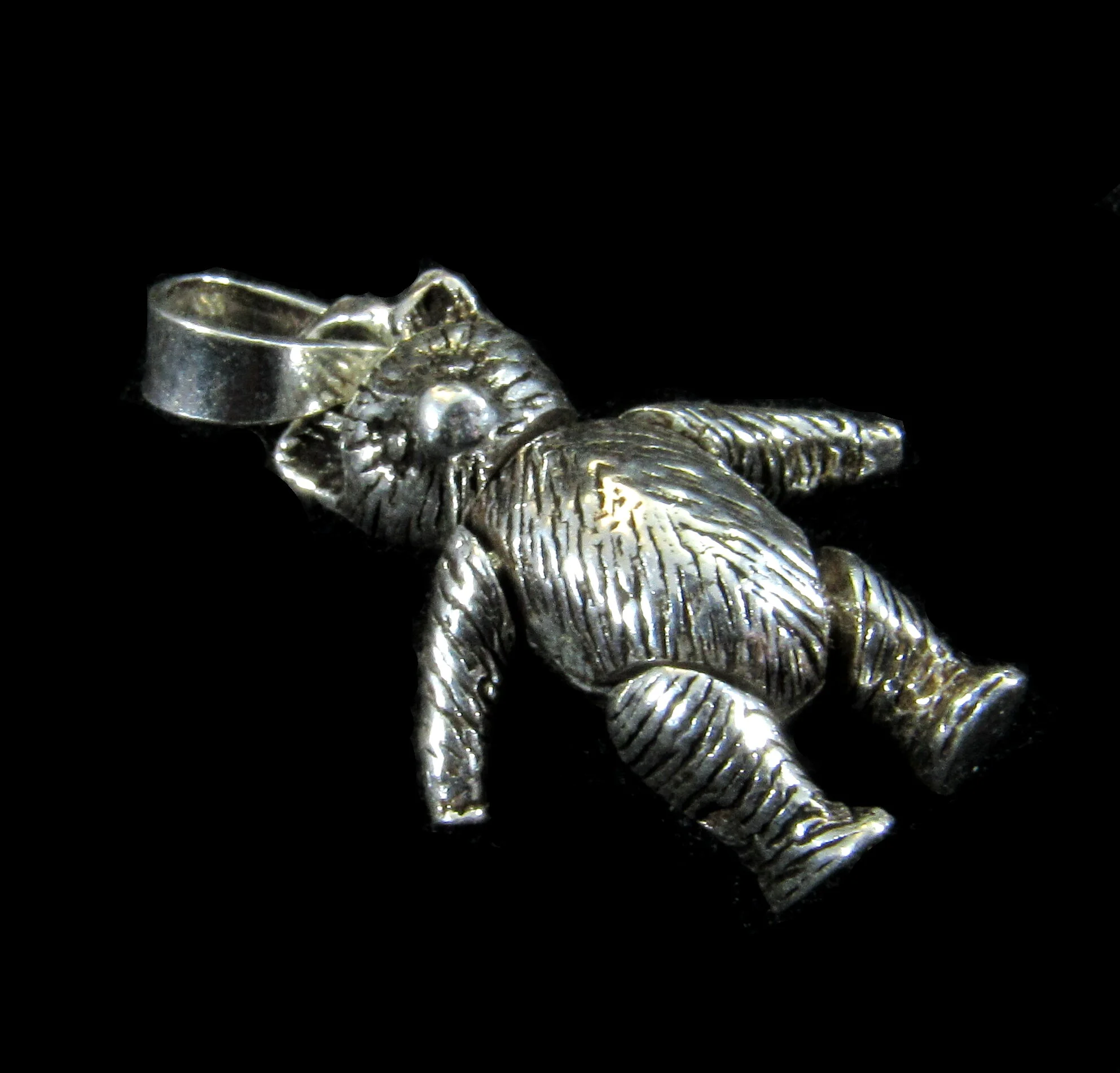 Sterling Silver Articulated Teddy Bear Pendant — Renegade Jewelry