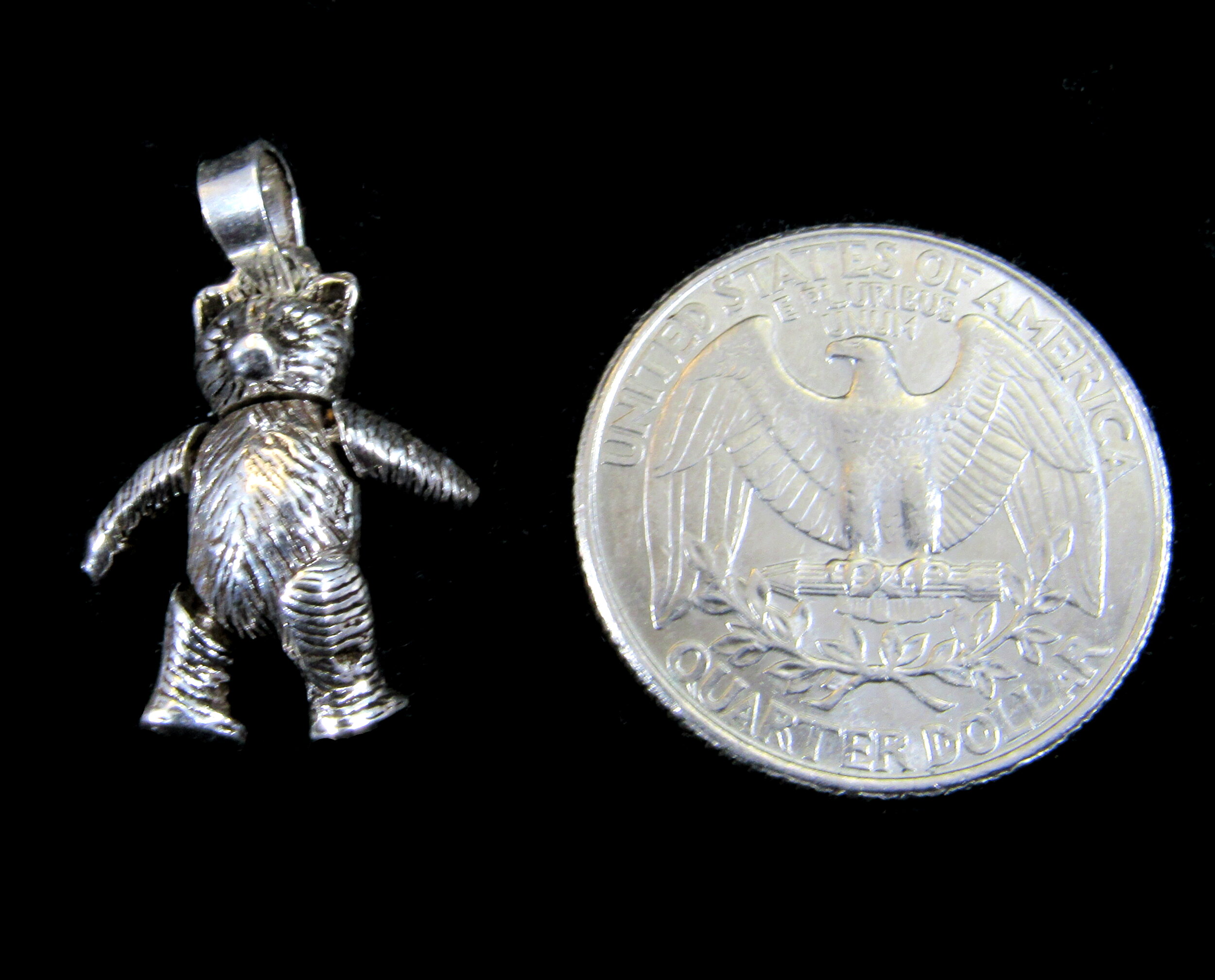 Sterling Silver Articulated Teddy Bear Pendant — Renegade Jewelry