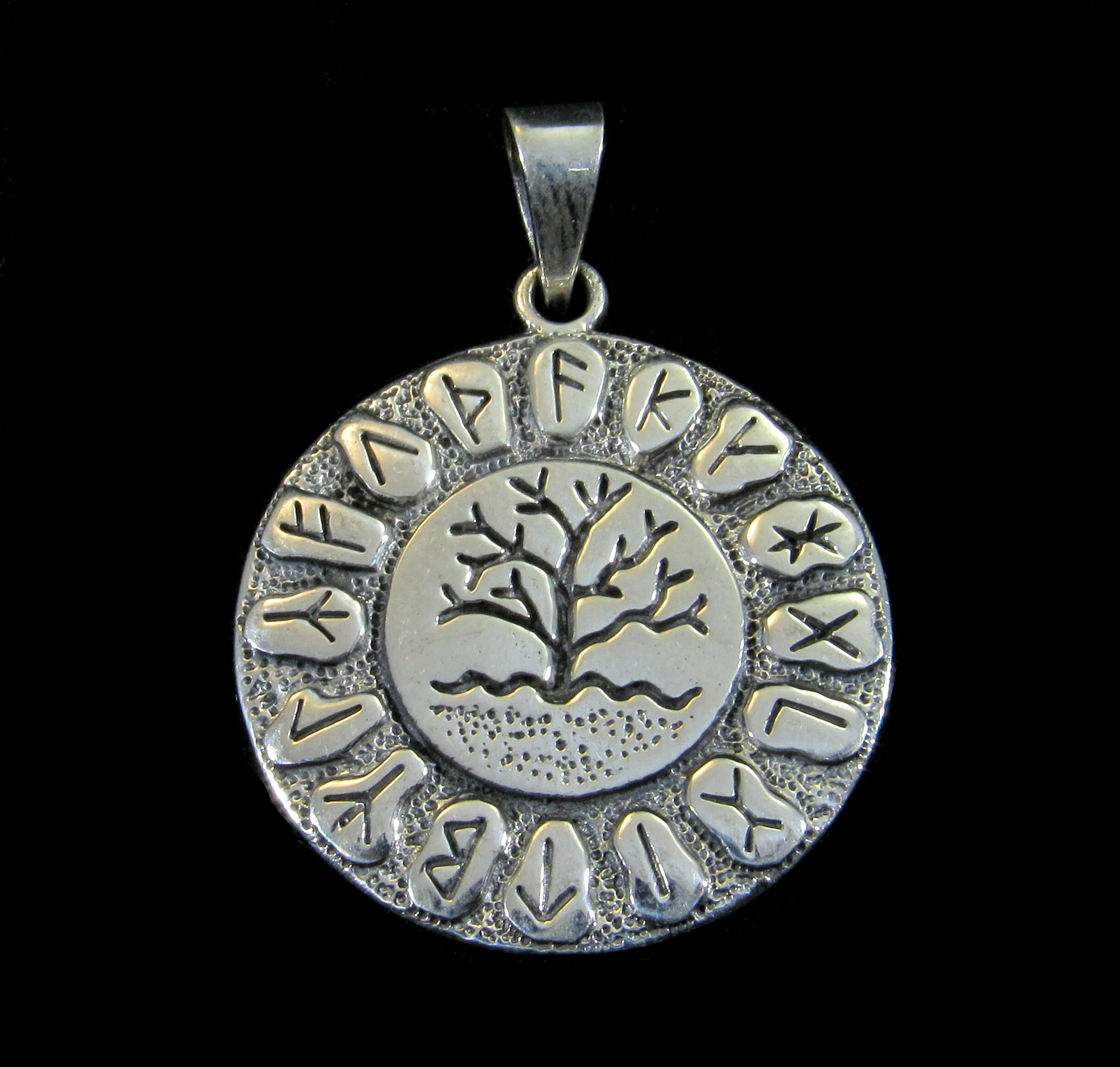 Sterling Silver Viking Tree of Life With Runes Pendant — Renegade Jewelry
