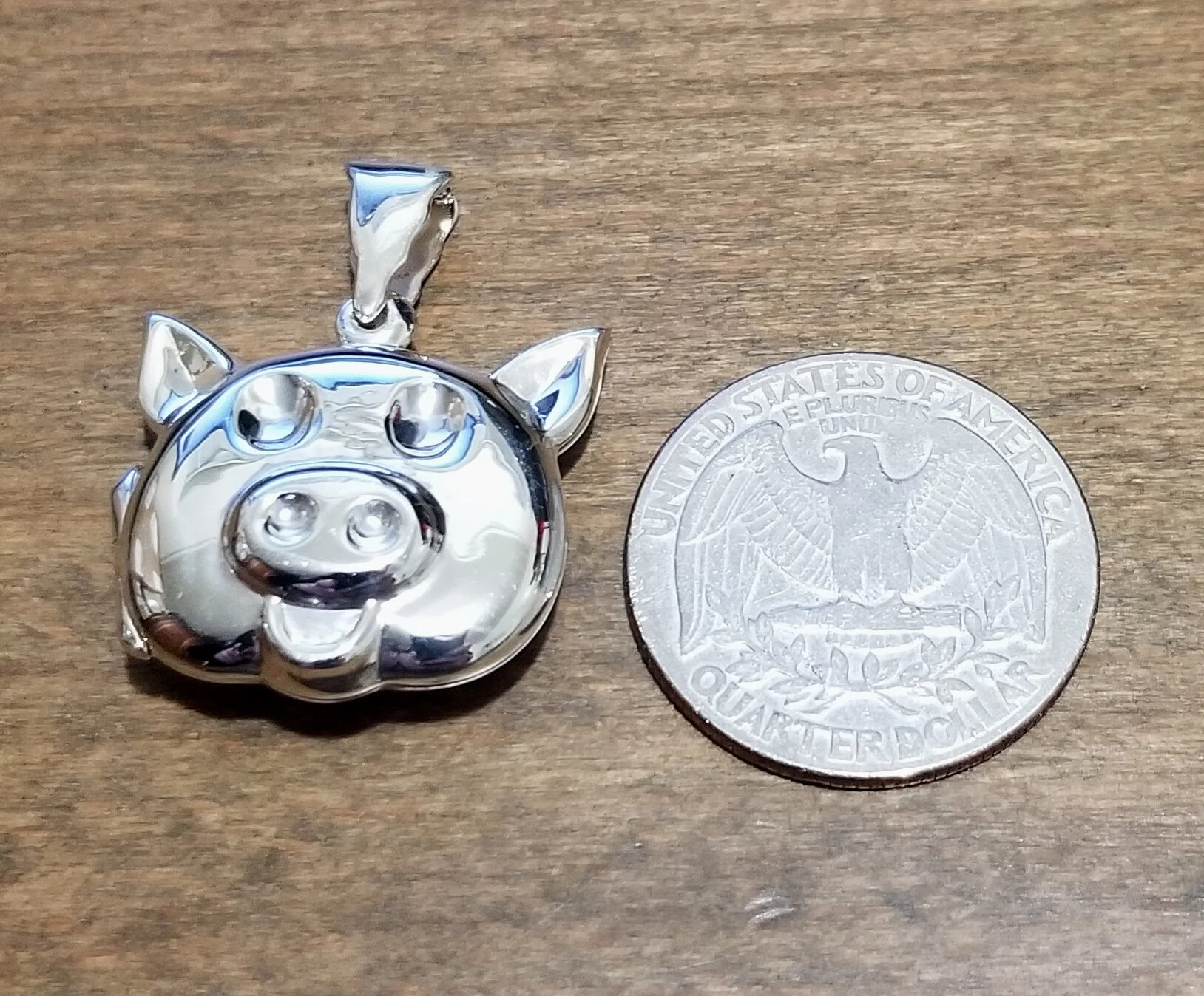 Solid 925 Sterling Silver Pig Piggie Face Locket - Animal Pendant w ...