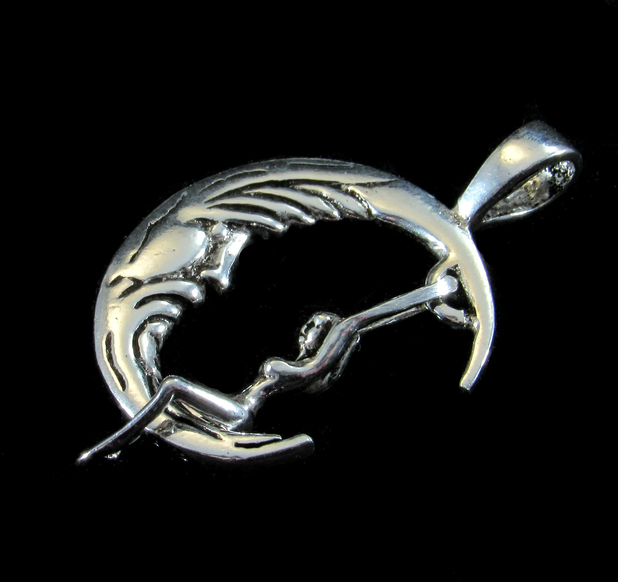Sterling Silver The Lady Riding the Crescent Moon Pendant — Renegade ...