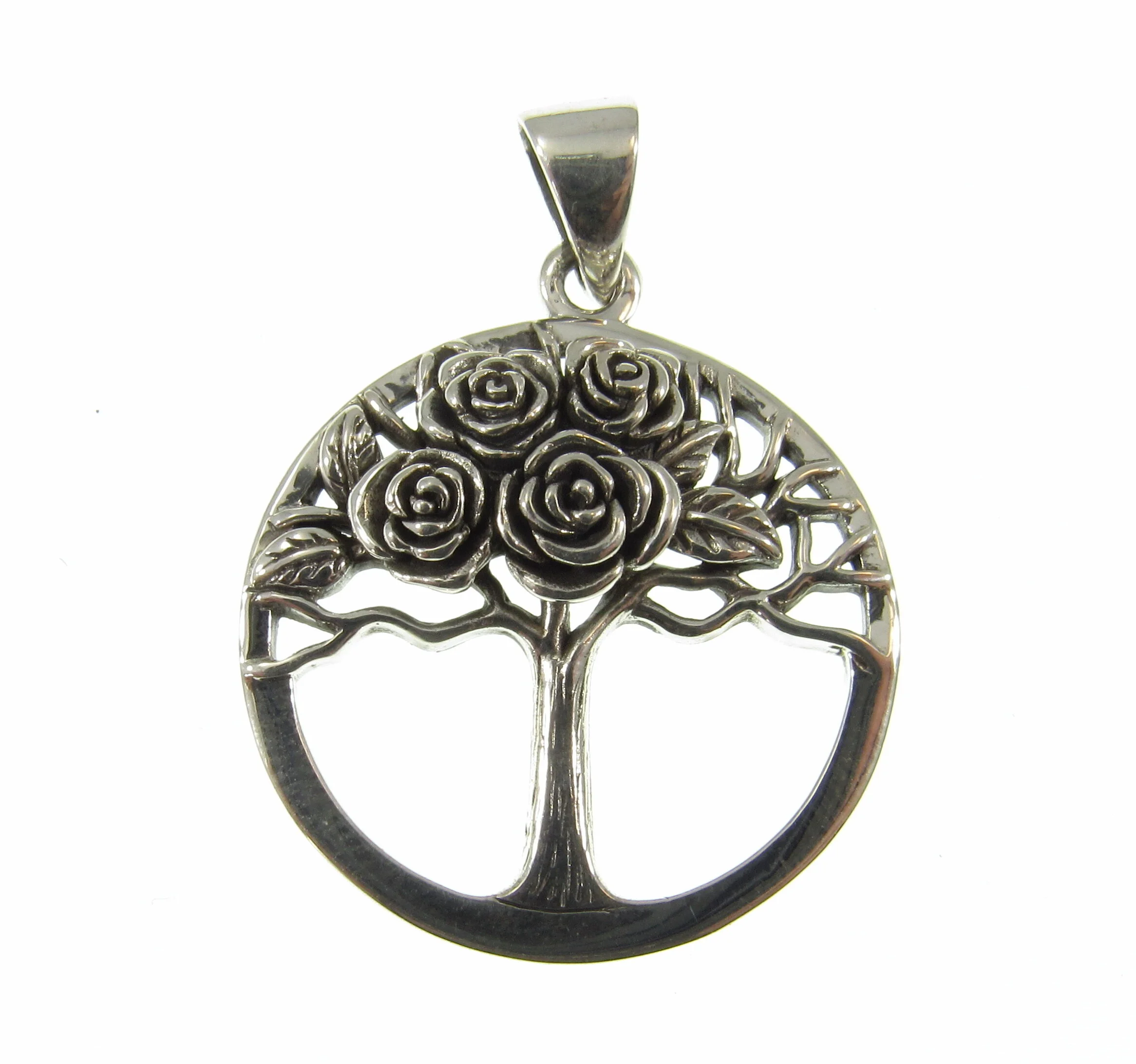 Sterling Silver Tree of Life With Roses Pendant — Renegade Jewelry