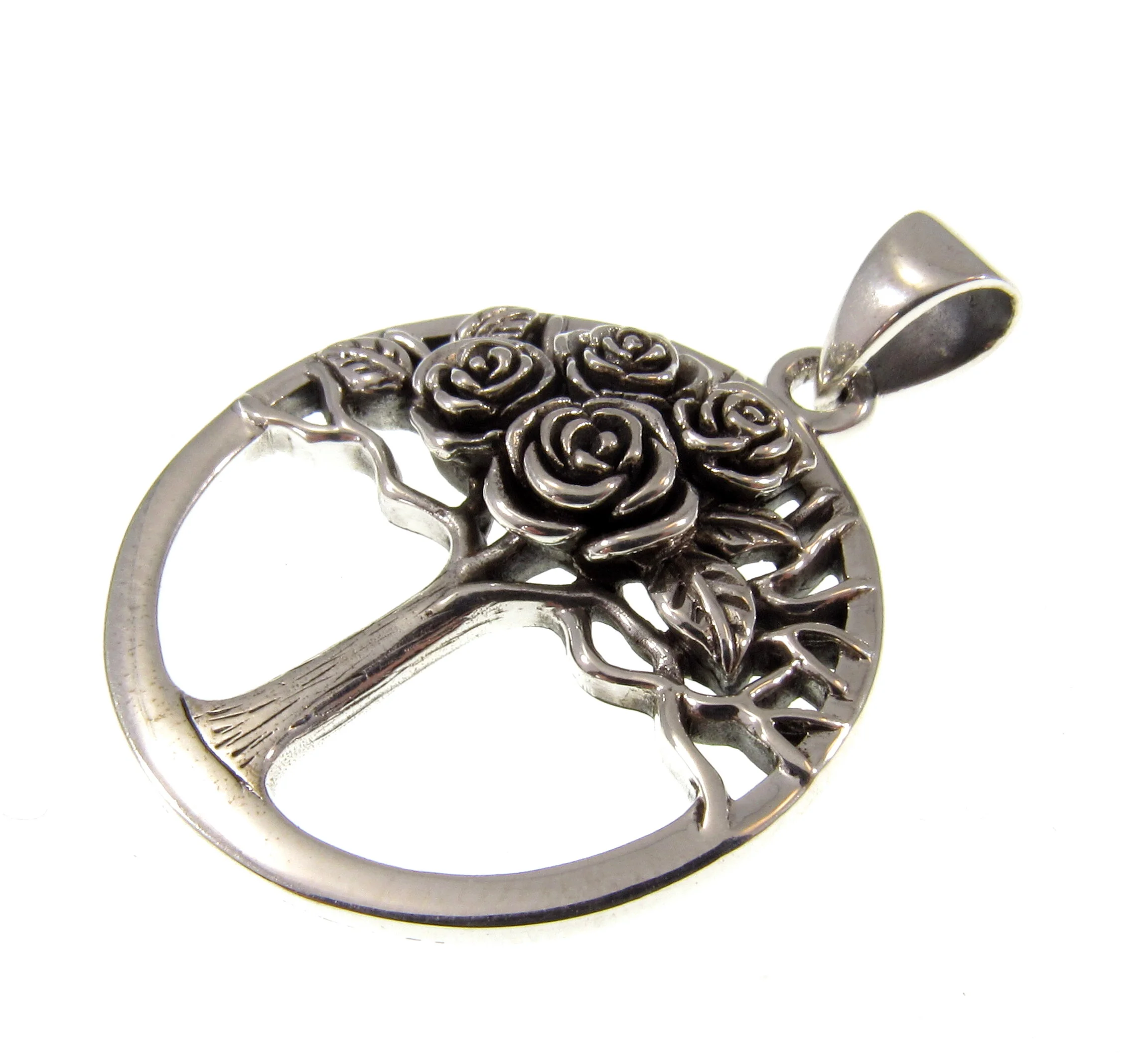 Sterling Silver Tree of Life With Roses Pendant — Renegade Jewelry