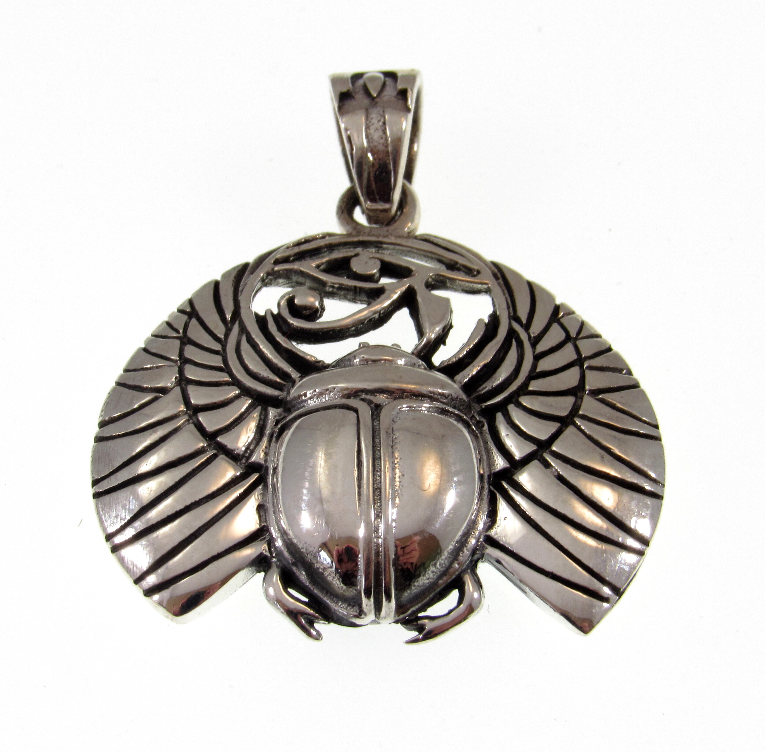 Sterling Silver Egyptian Scarab Beetle & Eye of Horus Pendant ...