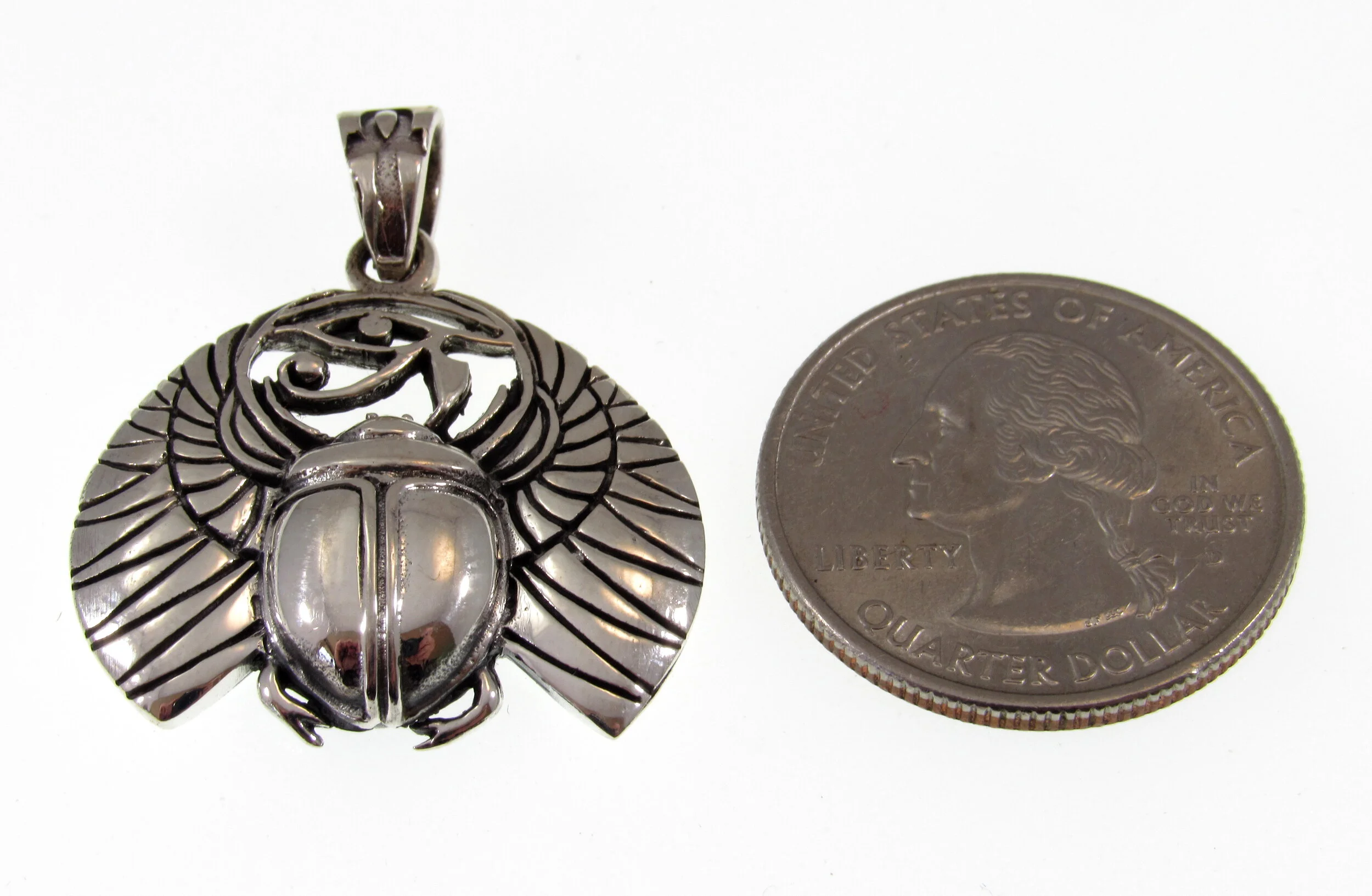 Sterling Silver Egyptian Scarab Beetle & Eye of Horus Pendant ...