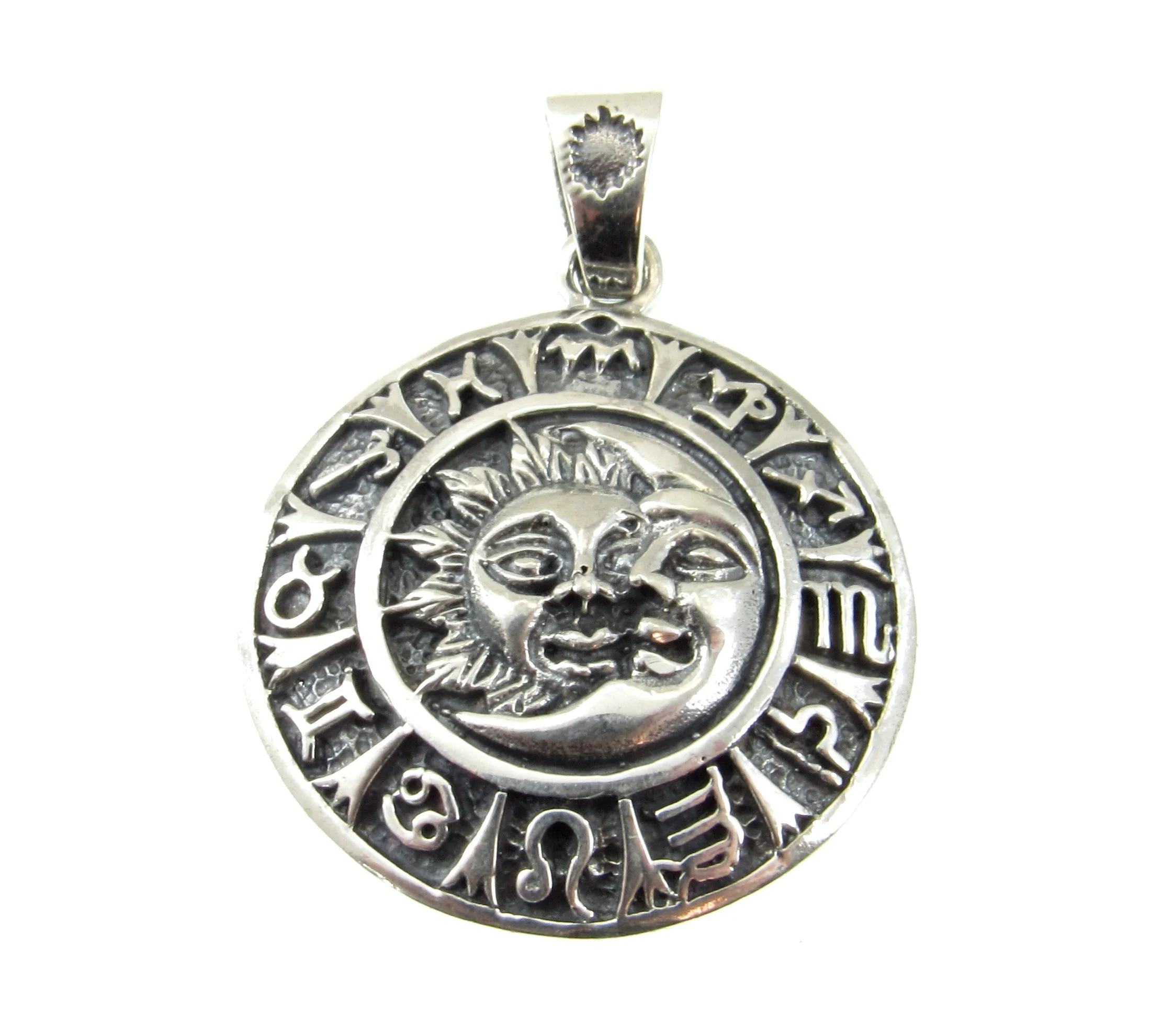 Sterling Silver Signs of the Zodiac Astrology Disc Pendant — Renegade ...