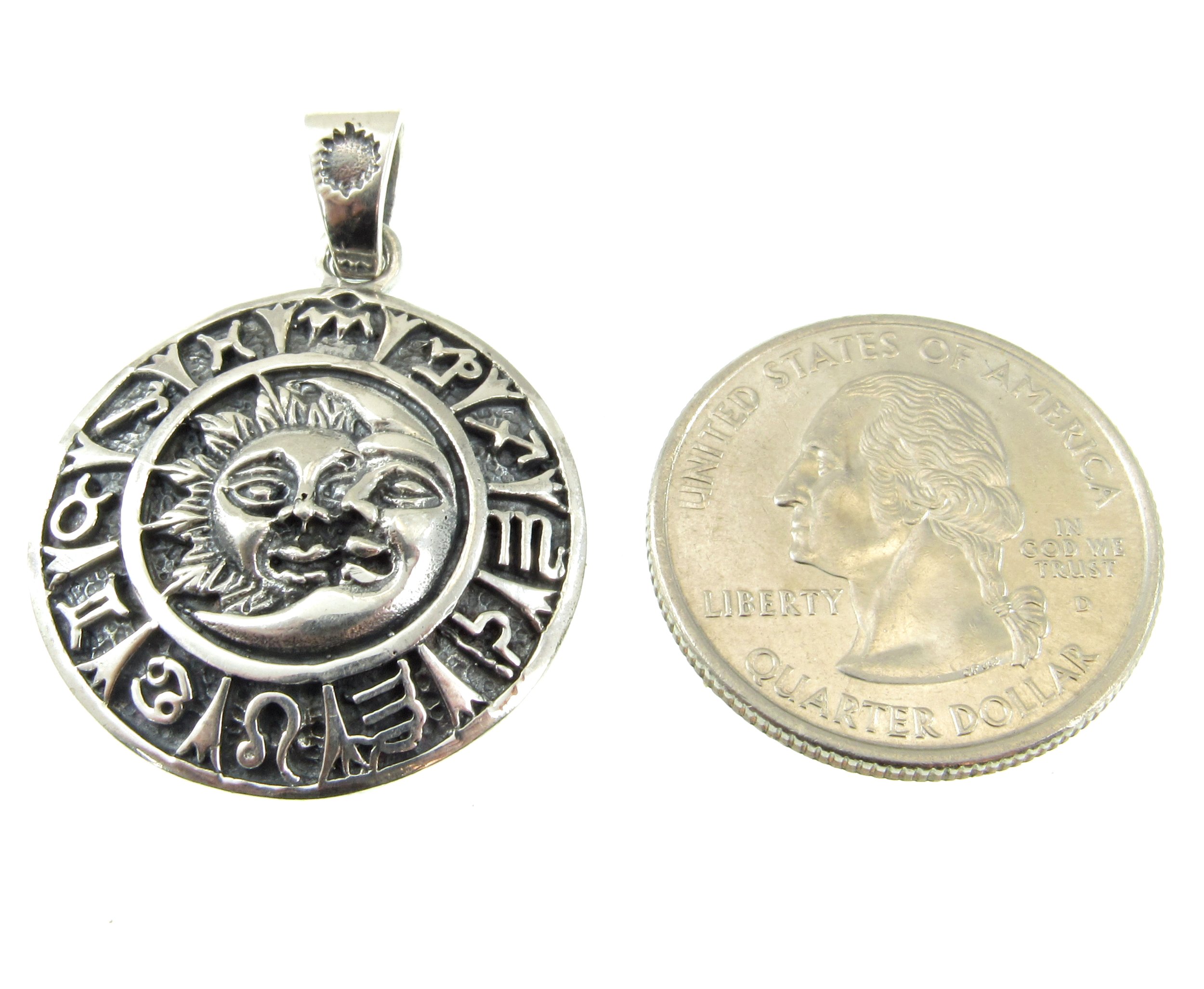 Sterling Silver Signs of the Zodiac Astrology Disc Pendant — Renegade ...