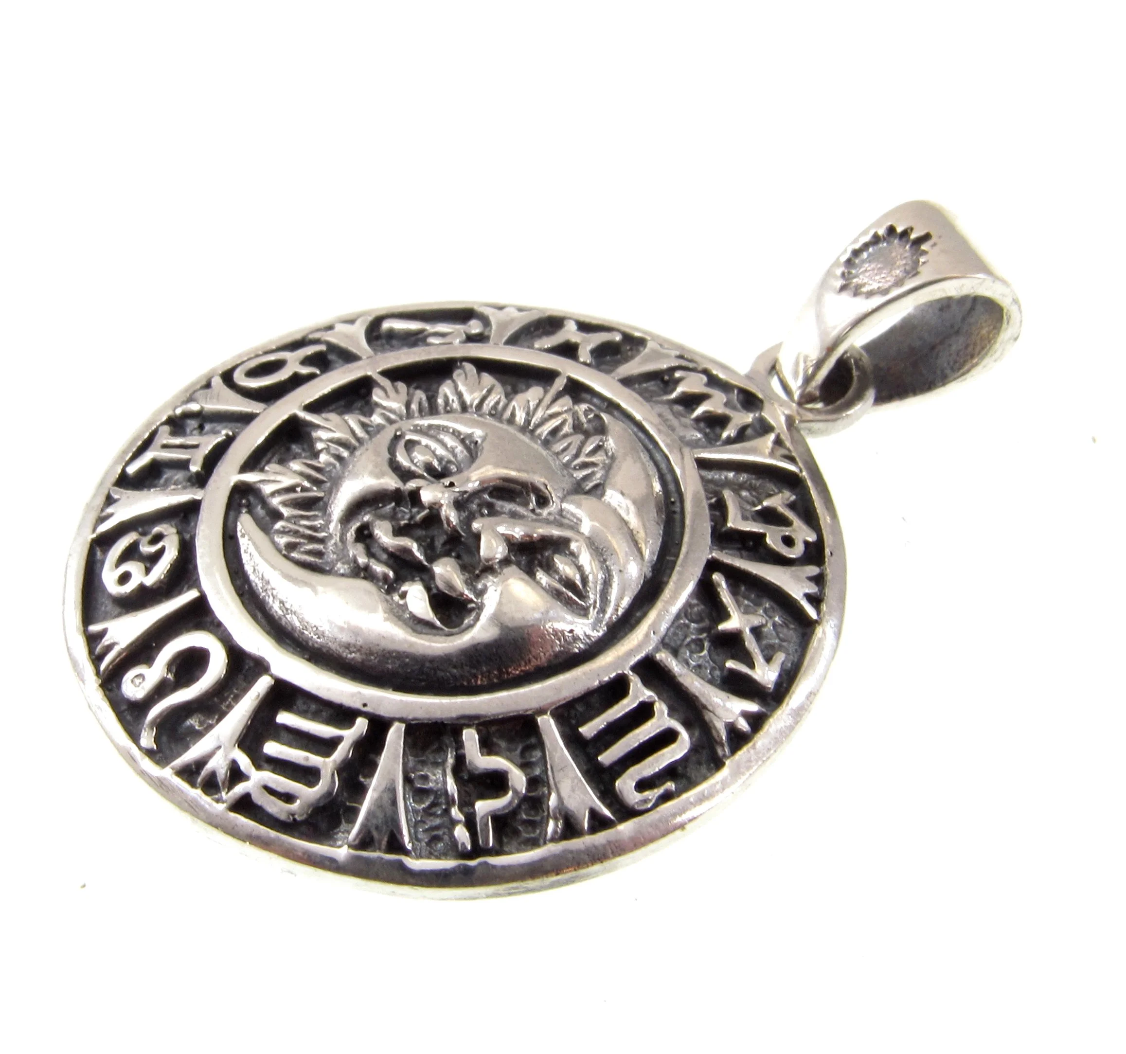 Sterling Silver Signs of the Zodiac Astrology Disc Pendant — Renegade ...