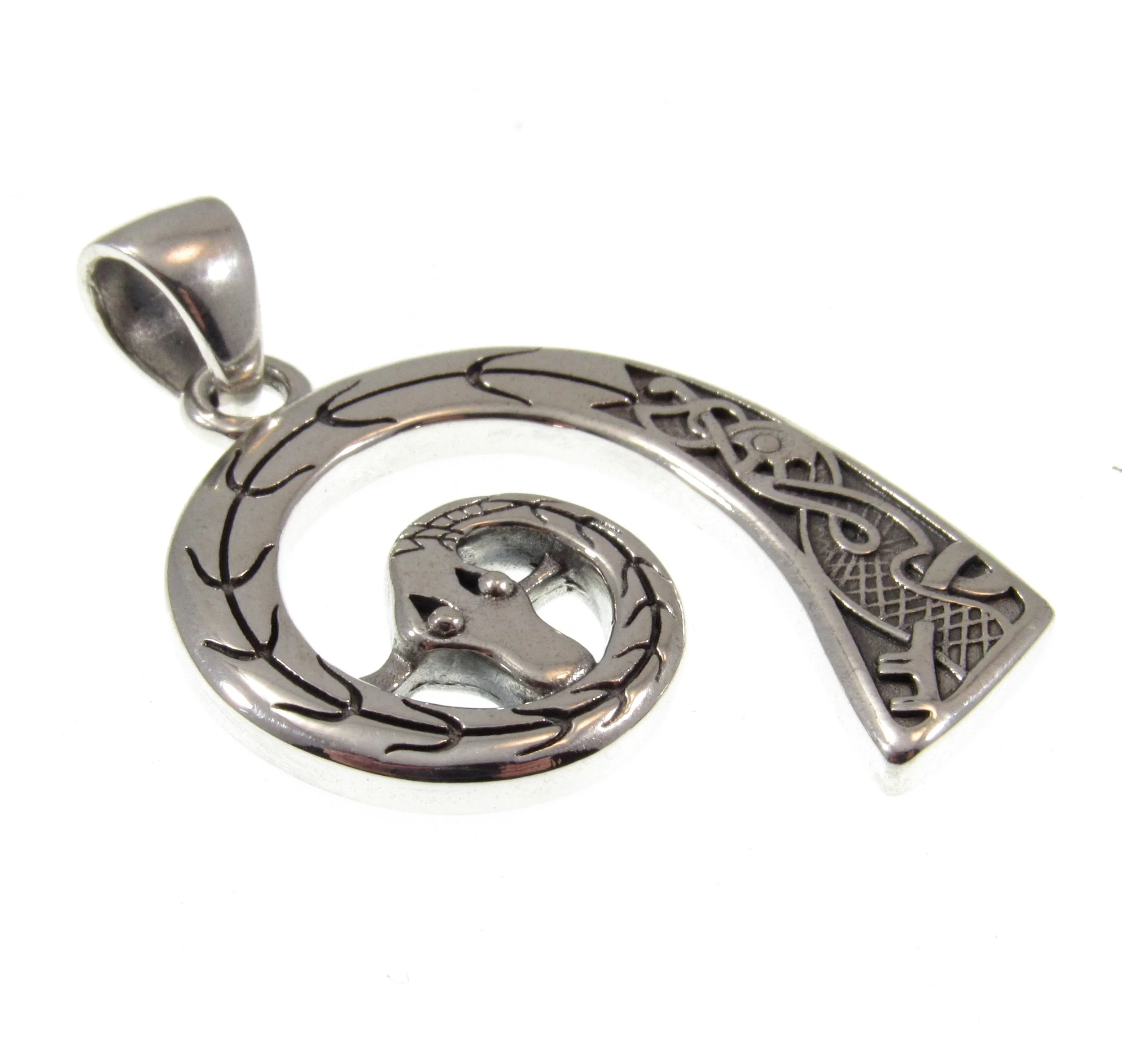 Sterling Silver Prow Head of Viking Ship Jormungandr Pendant — Renegade ...