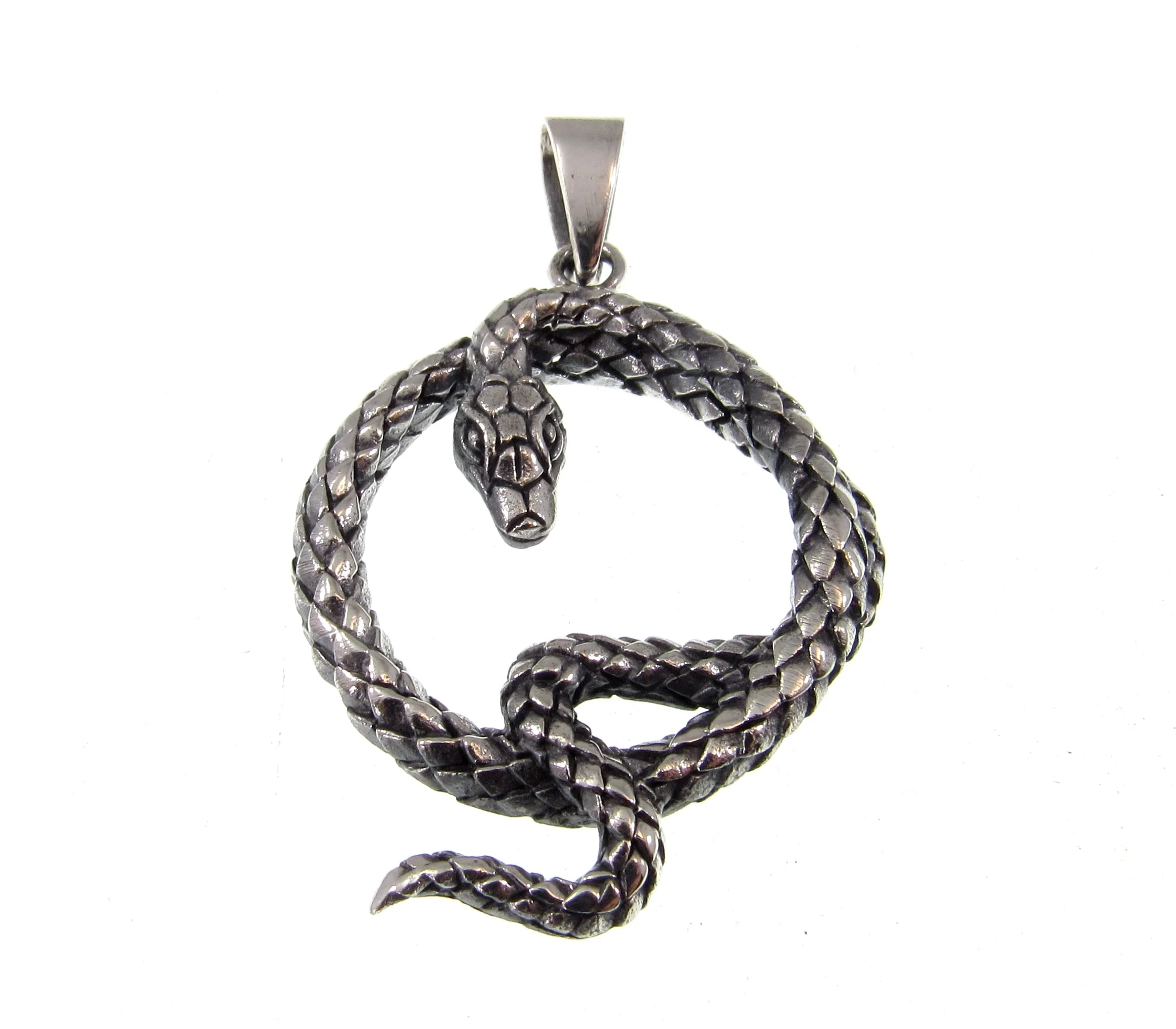 Sterling Silver Coiled Snake / Pit Viper Pendant — Renegade Jewelry