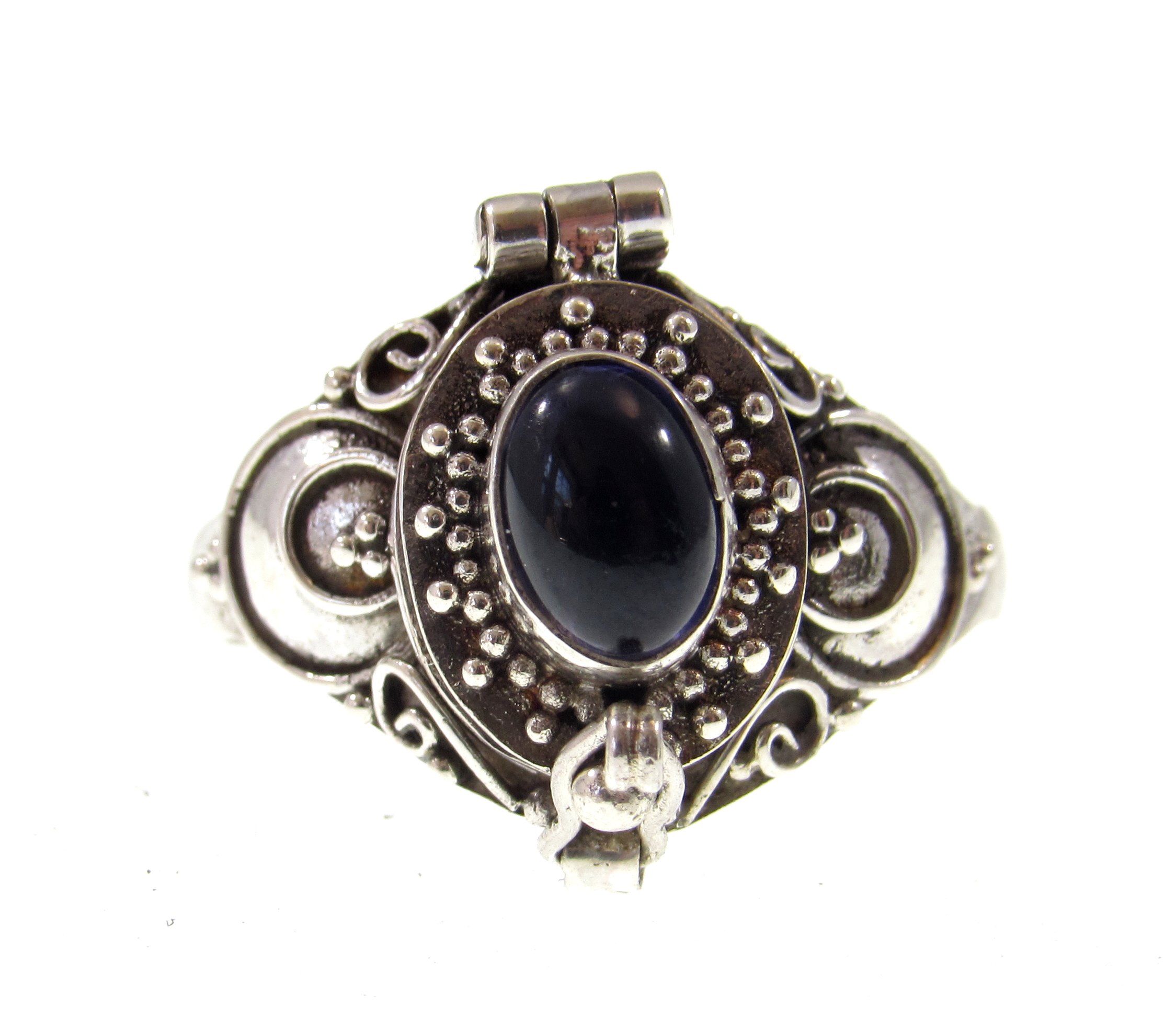 Handmade Sterling Silver Poison Pill Box Ring with Iolite — Renegade ...