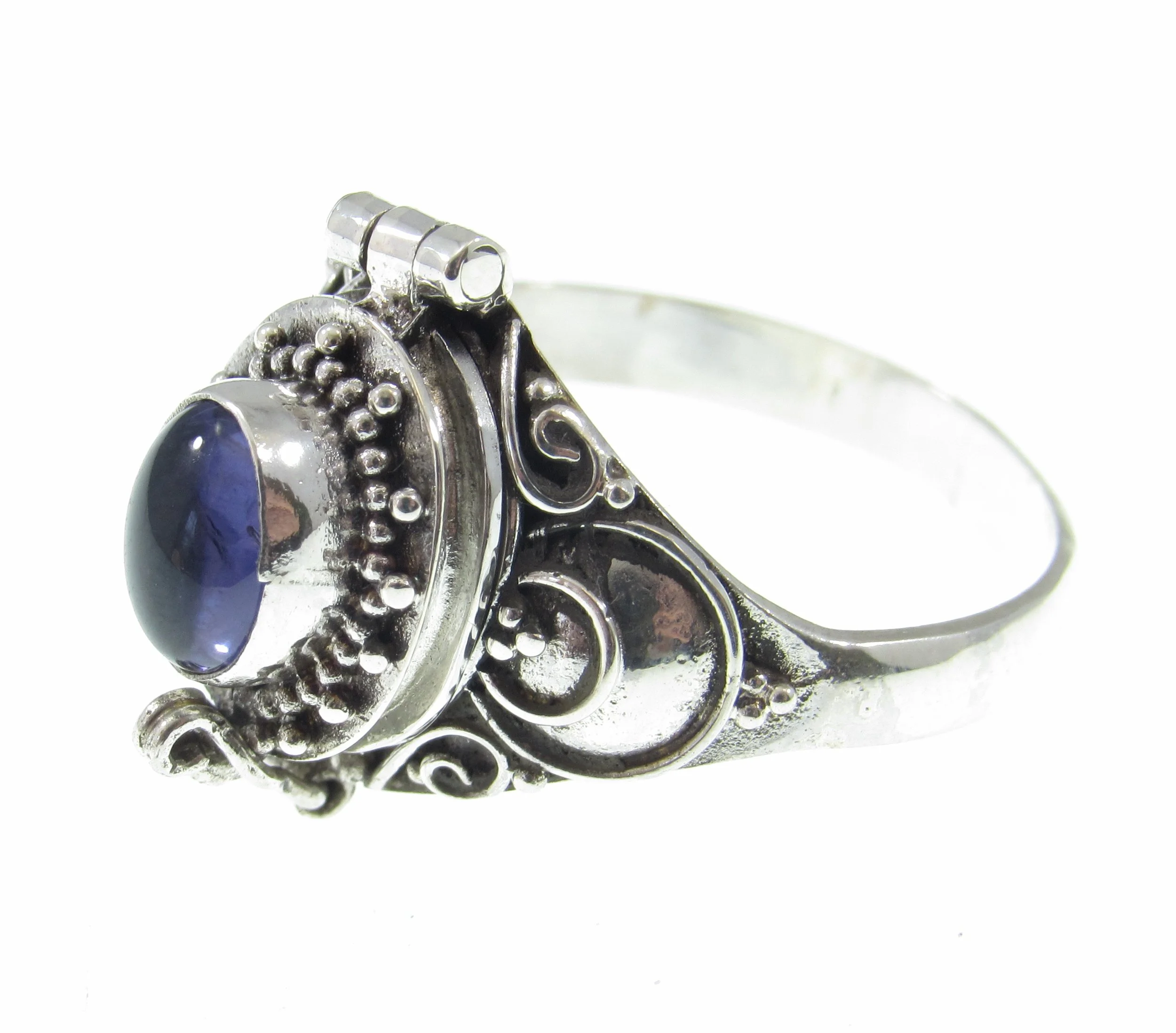 Handmade Sterling Silver Poison Pill Box Ring with Iolite — Renegade ...