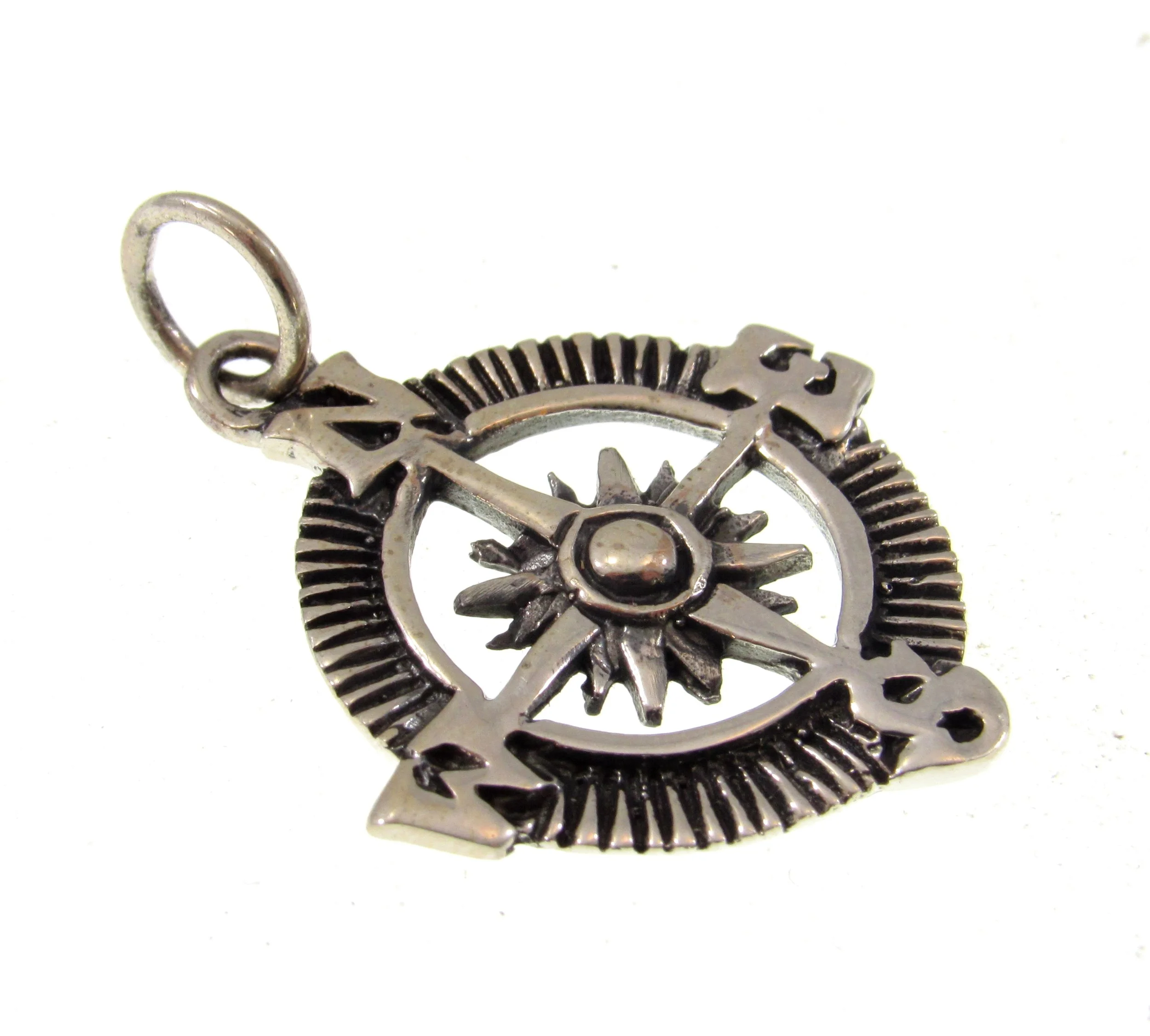 Solid 925 Sterling Silver Nautical Compass Pendant - Maritime Jewelry ...