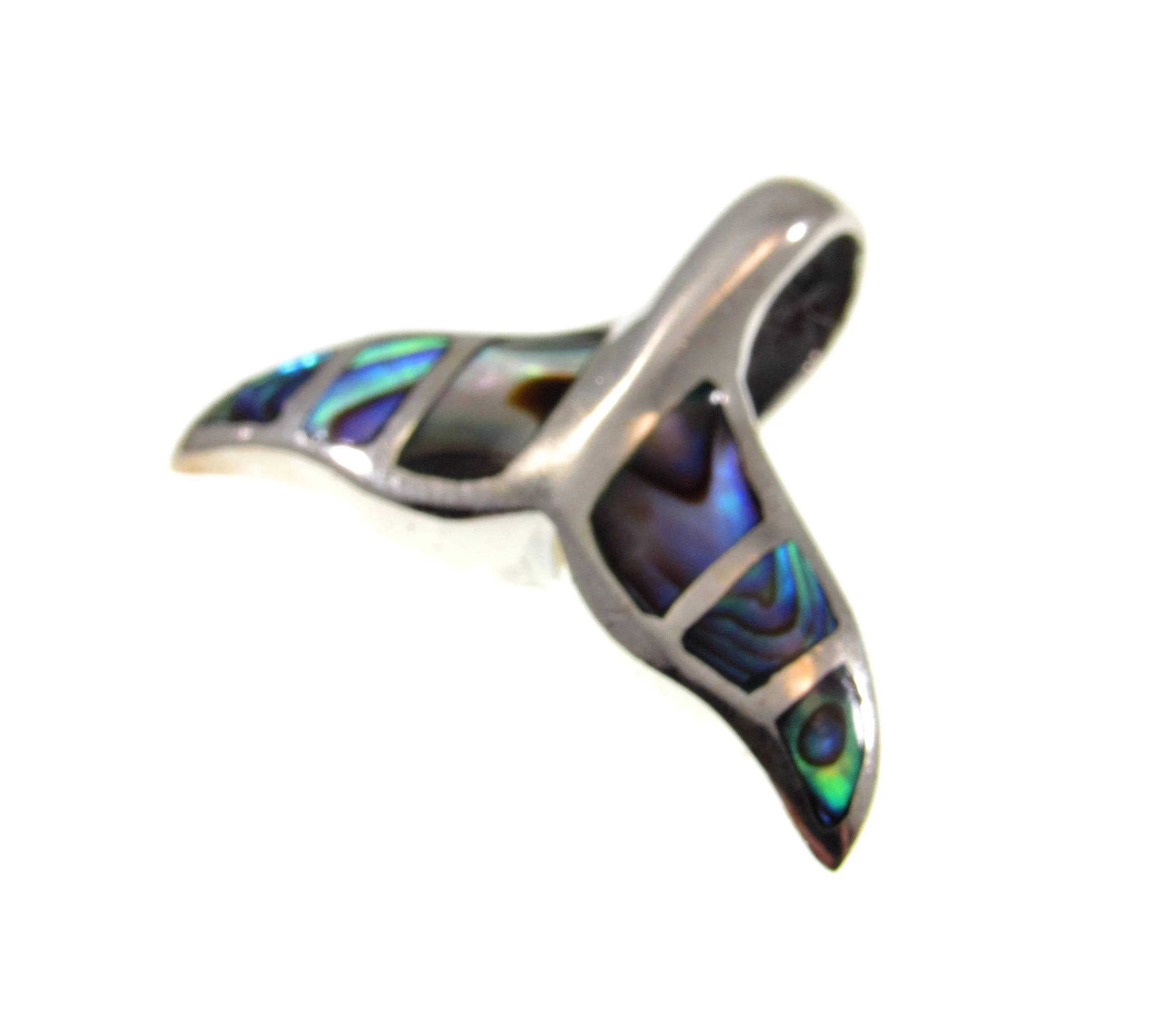 Sterling Silver Paua Shell Inlay Whale Tail Slide Pendant — Renegade ...