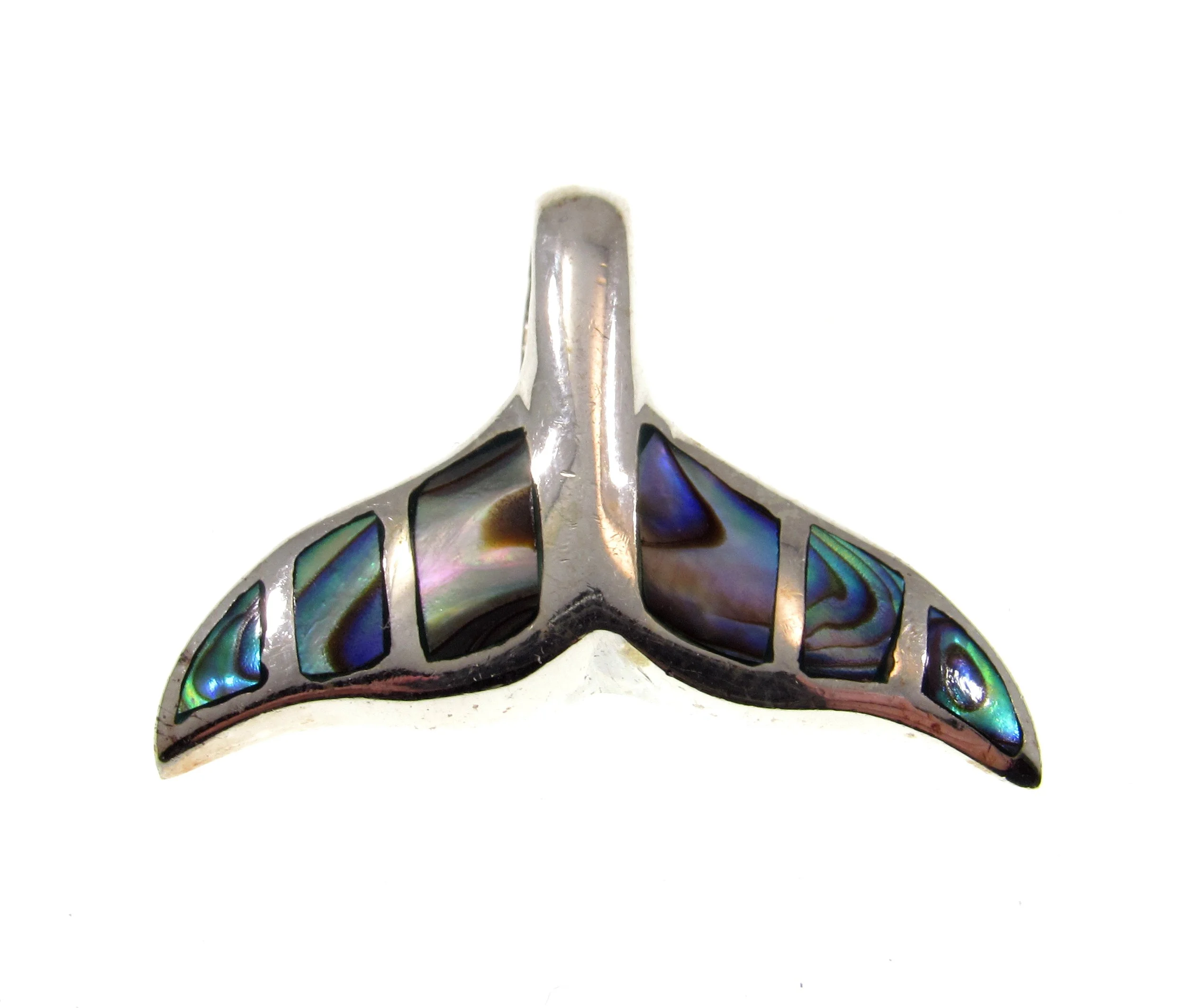 Sterling Silver Paua Shell Inlay Whale Tail Slide Pendant — Renegade ...