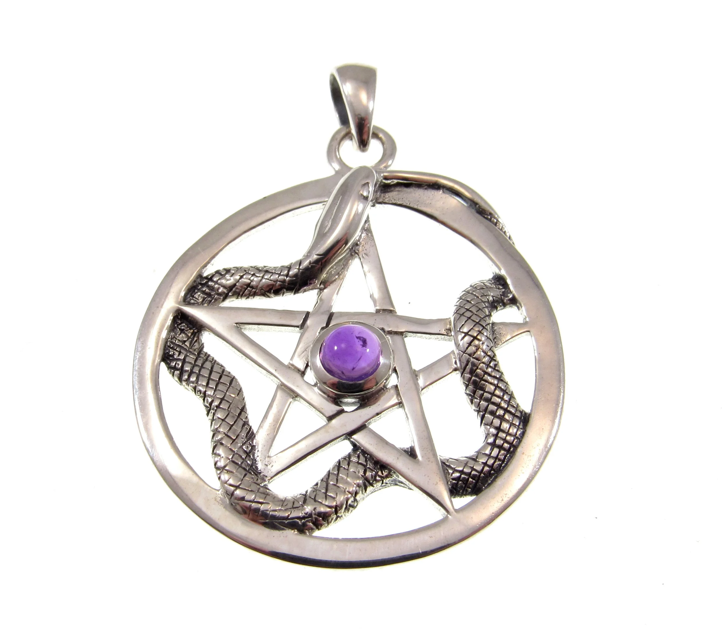 Sterling Silver Weaving Snake Pentacle Pendant with Gemstone — Renegade ...