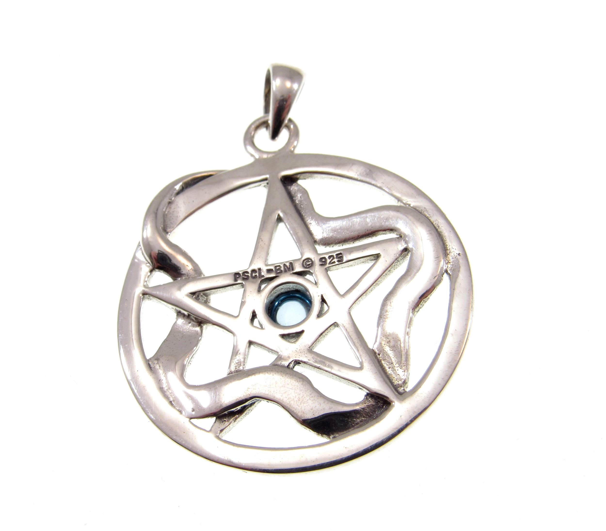Sterling Silver Weaving Snake Pentacle Pendant with Gemstone — Renegade ...