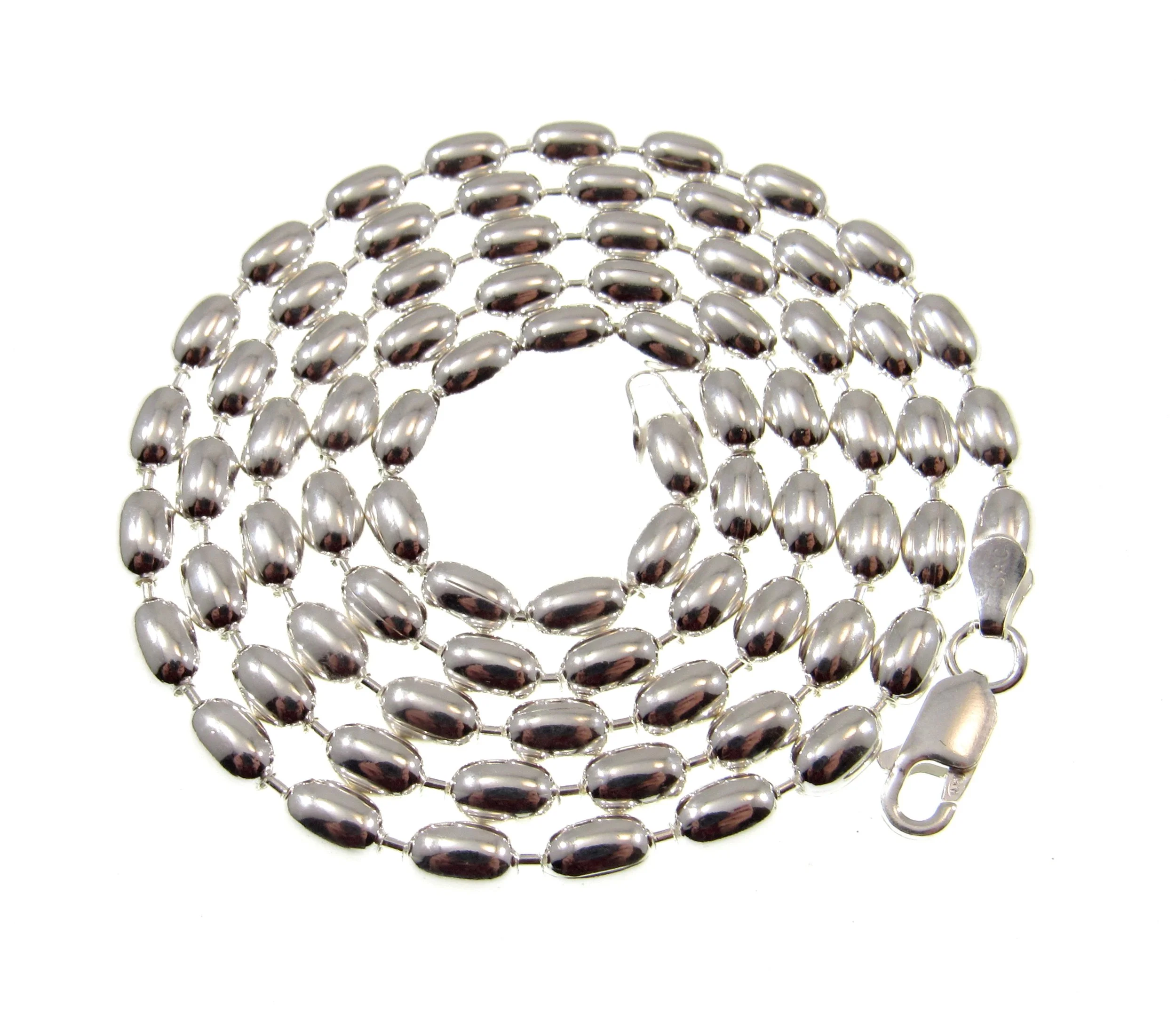 4MM Sterling Silver Oval Rice Bead Dog Tag Chain — Renegade Jewelry