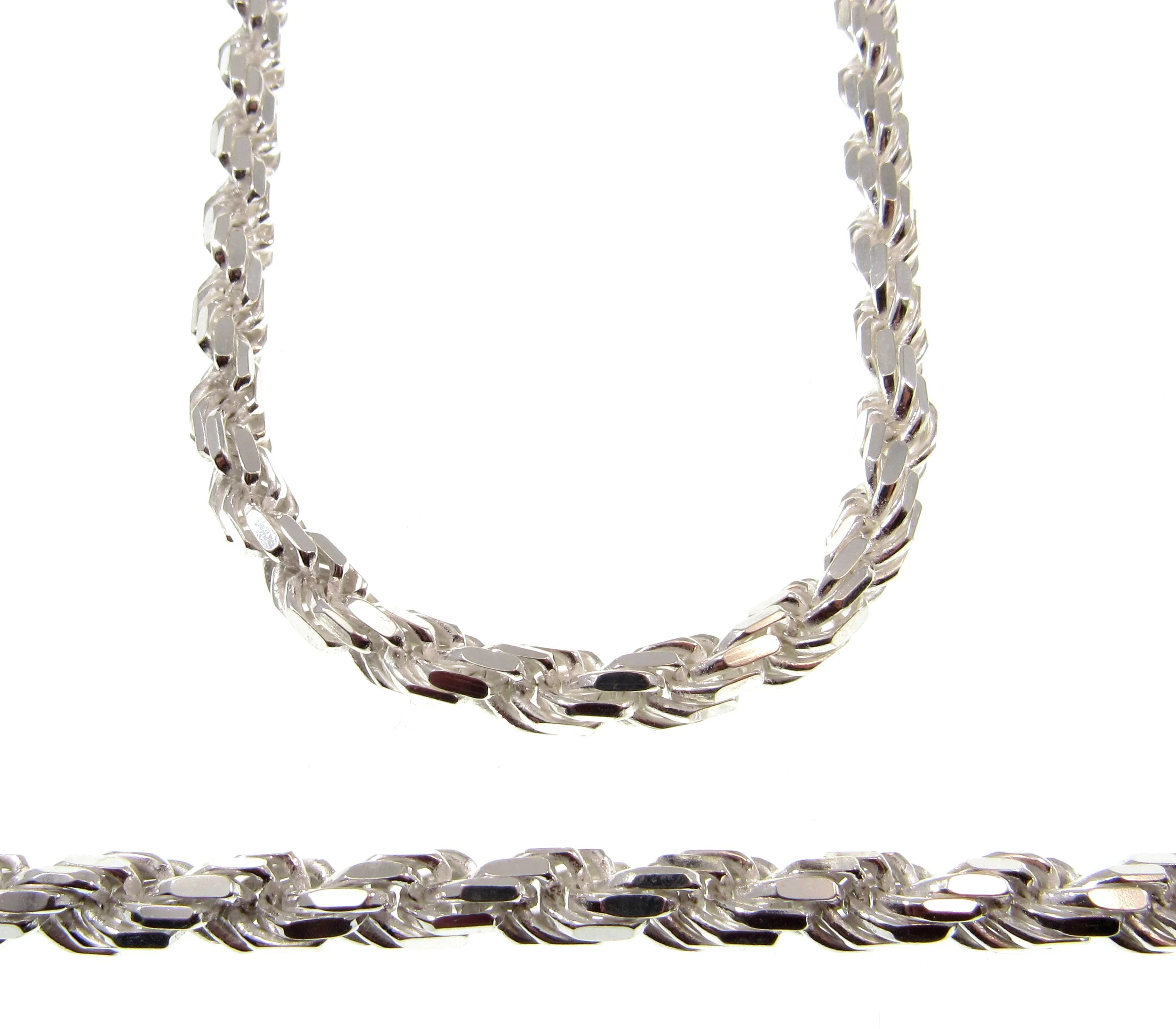 7MM Sterling Silver Solid Italian Diamond Cut Rope Chain — Renegade Jewelry