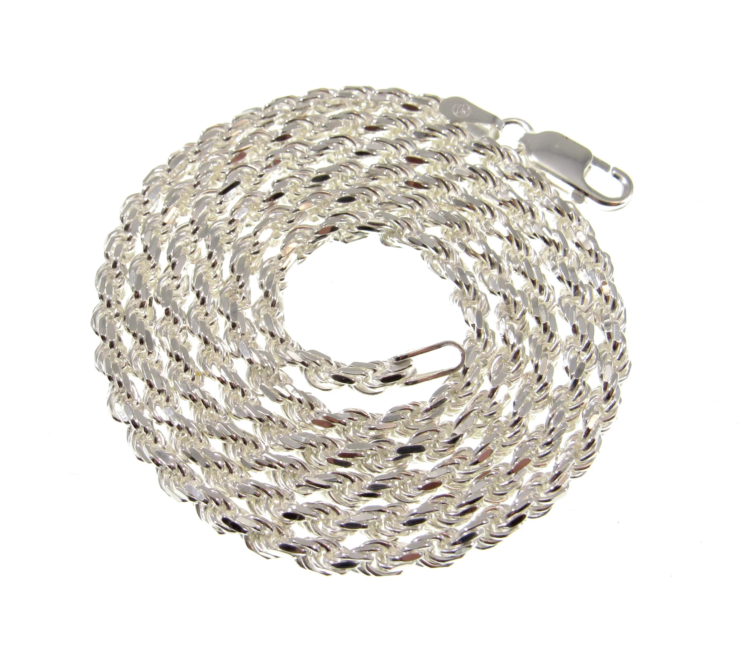 3MM Sterling Silver Solid Italian Diamond Cut Rope Chain — Renegade Jewelry