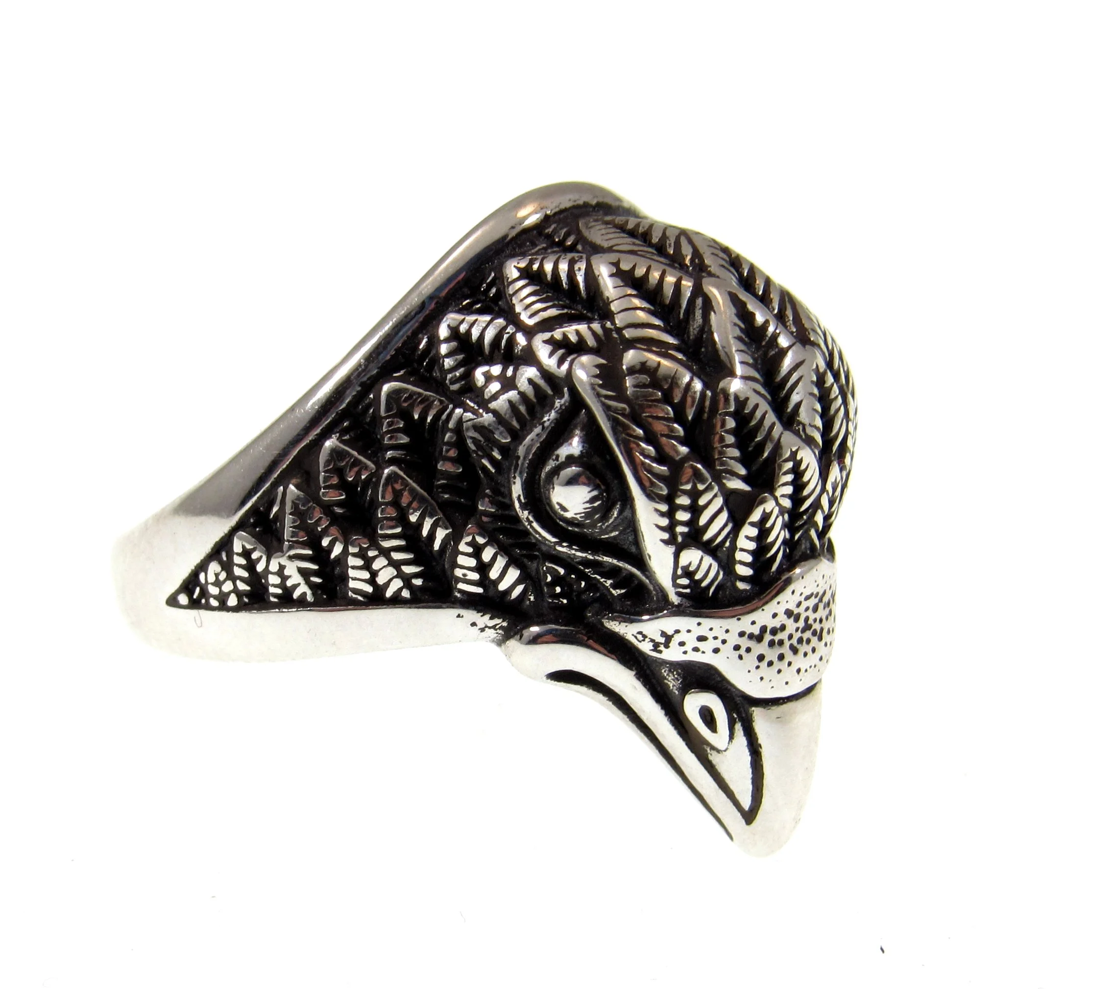 Sterling Silver Heraldic Eagle Head Ring — Renegade Jewelry