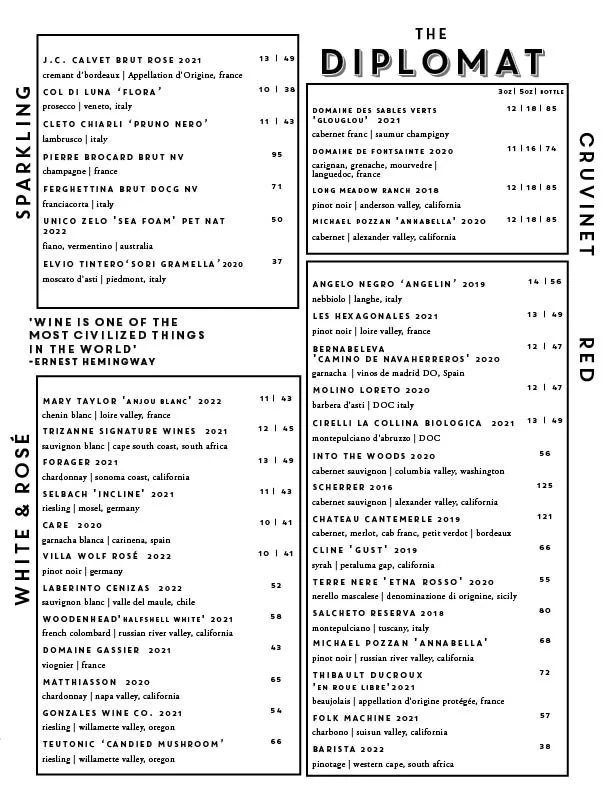 Menu — The Diplomat