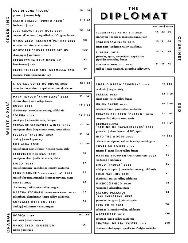 Menu — The Diplomat