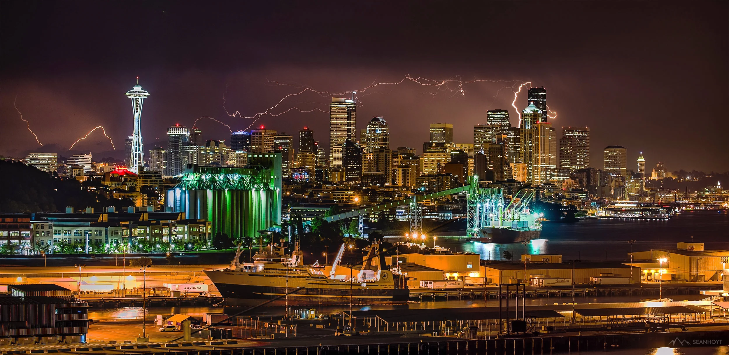Seattle Skyline Sunset from Space Needle — Sean Hoyt - Landscape Art ...