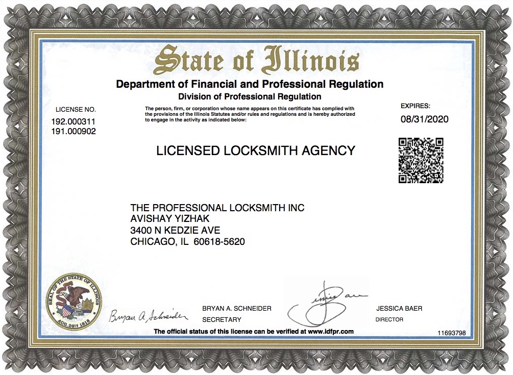 Chicago Locksmith Credentials & Licenses | The Pro Lock
