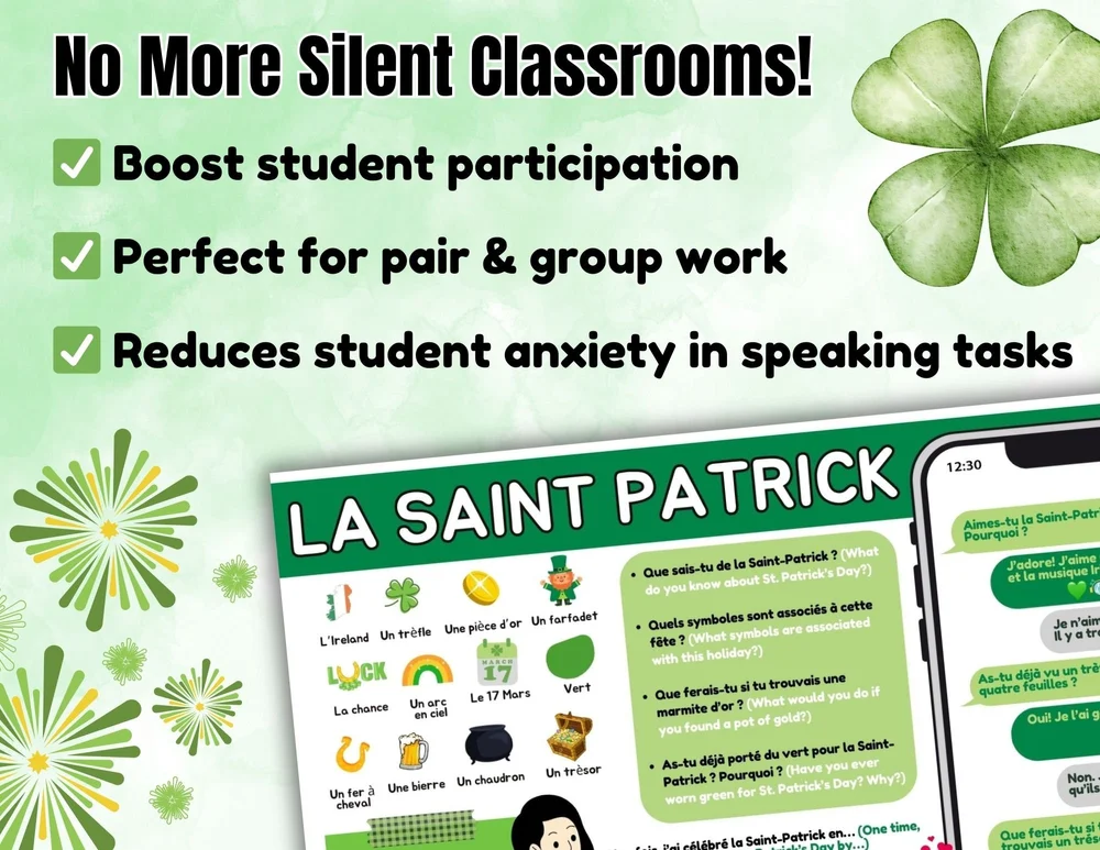 Celebrate La Saint Patrick in French Class: Fun Activities and St ...