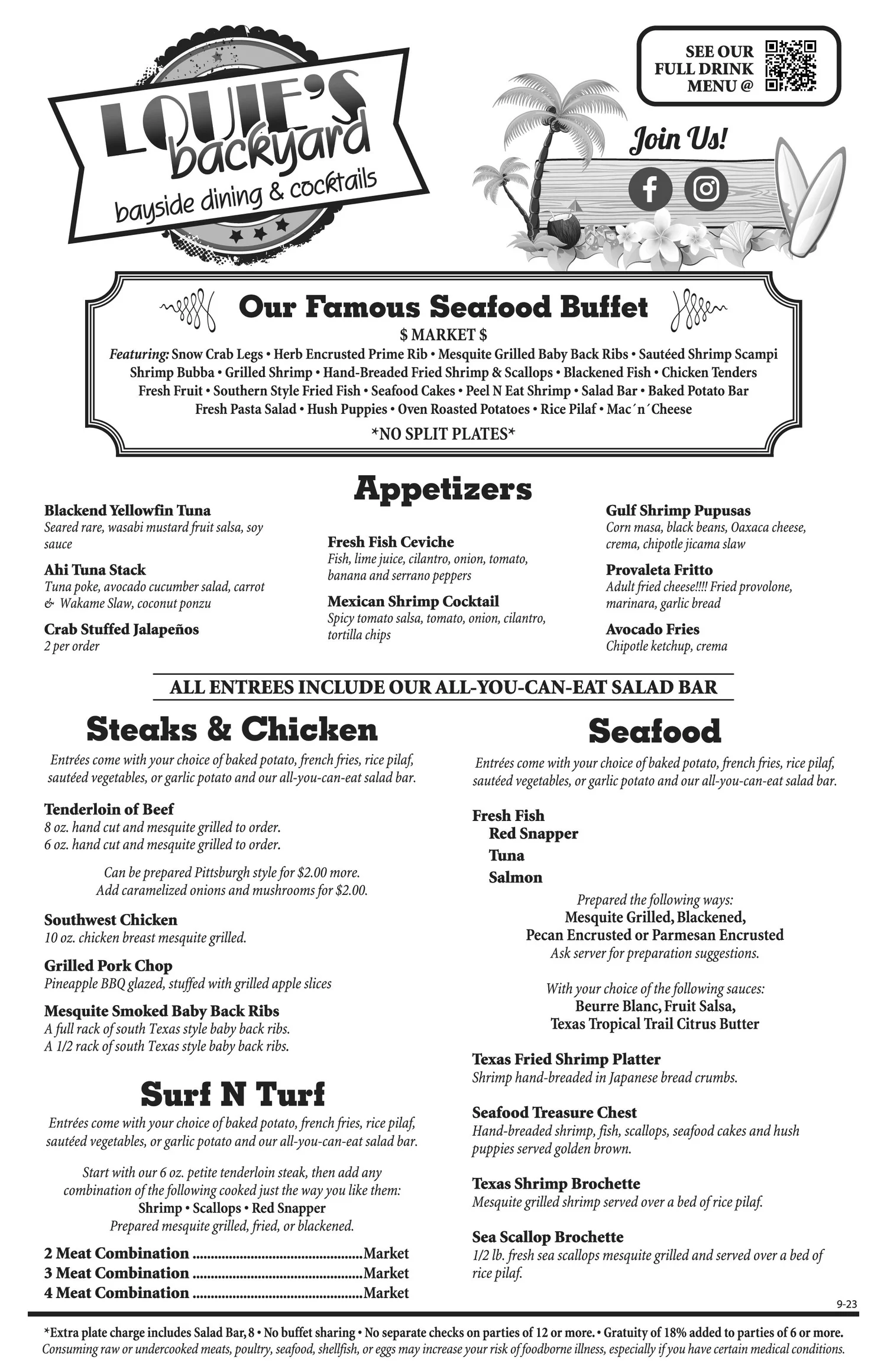 Downstairs Dining Menu — Louie's Backyard