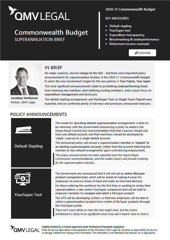 QMV Regulatory Update Commonwealth Budget 2020-21: Key Considerations ...