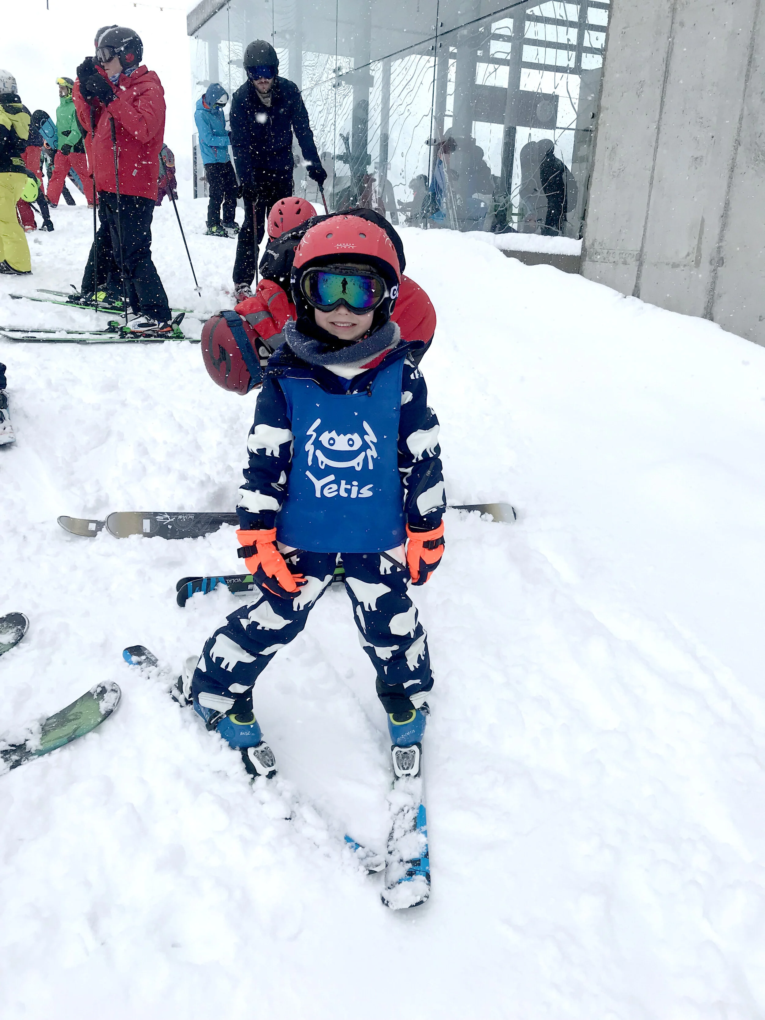Kids Skiing Powder