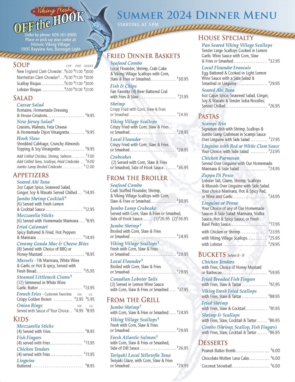 Viking Fresh Off the Hook — Menus