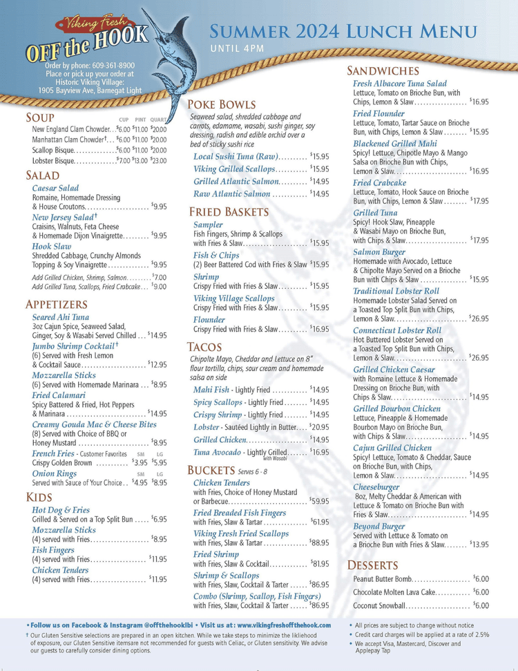 Viking Fresh Off the Hook — Menus