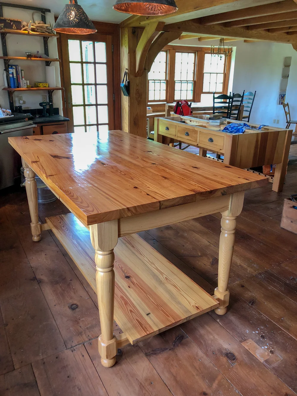 Heart Pine Kitchen Island with Ash base — Sallie Plumley Studio- Custom ...