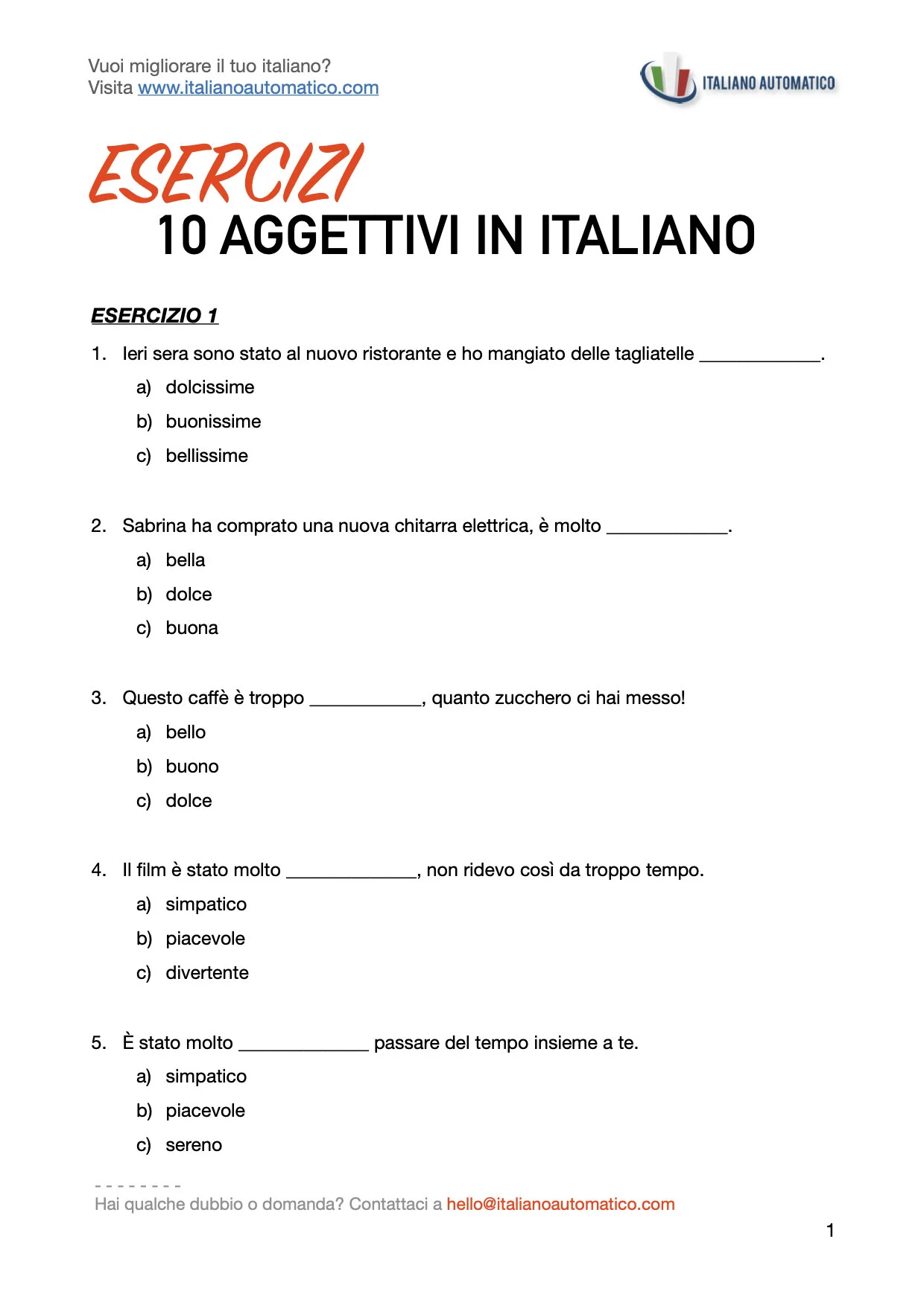 5 AGGETTIVI INDISPENSABILI IN ITALIANO (2/2) — Italiano Automatico