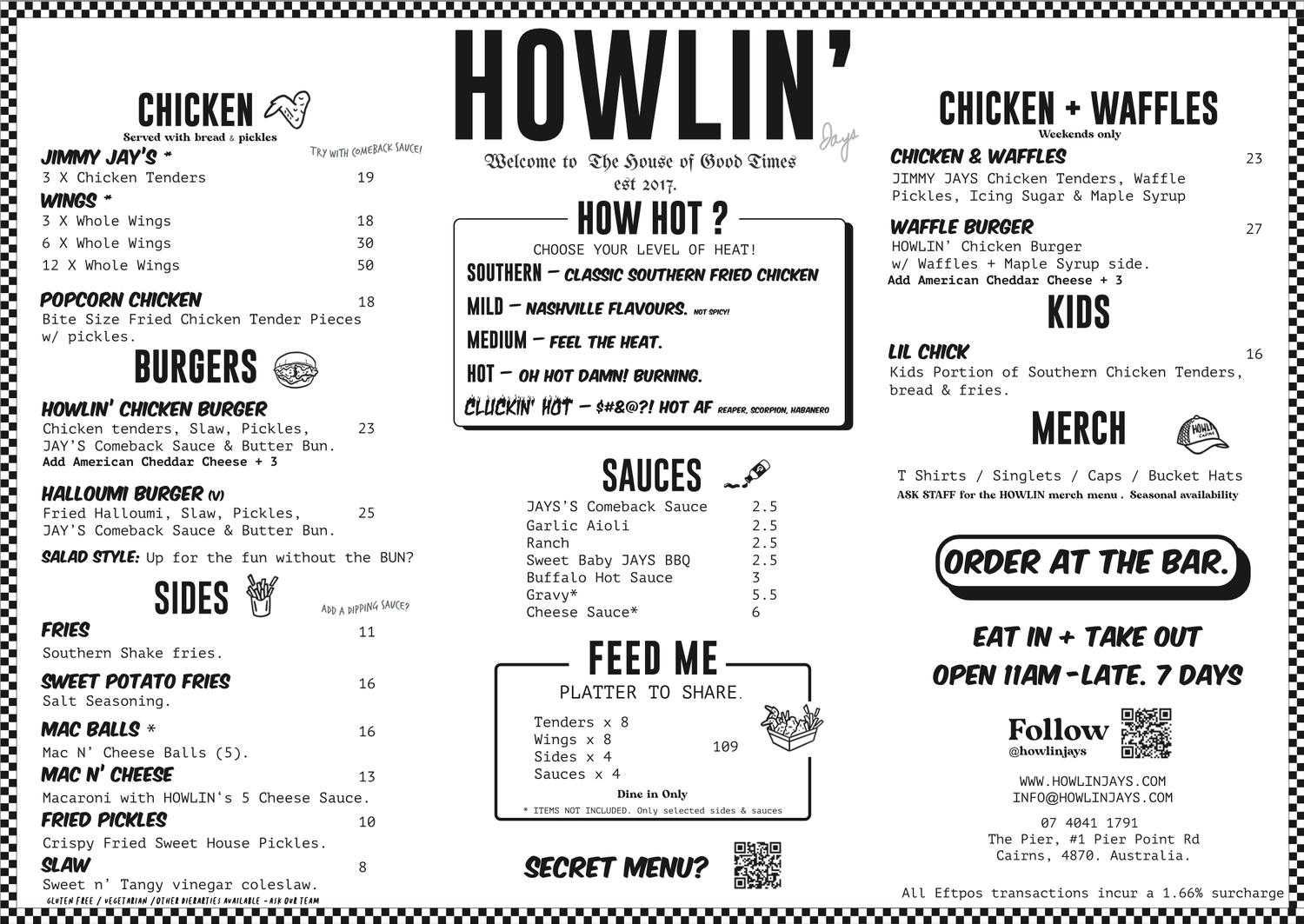 MENU — HOWLIN' JAY'S
